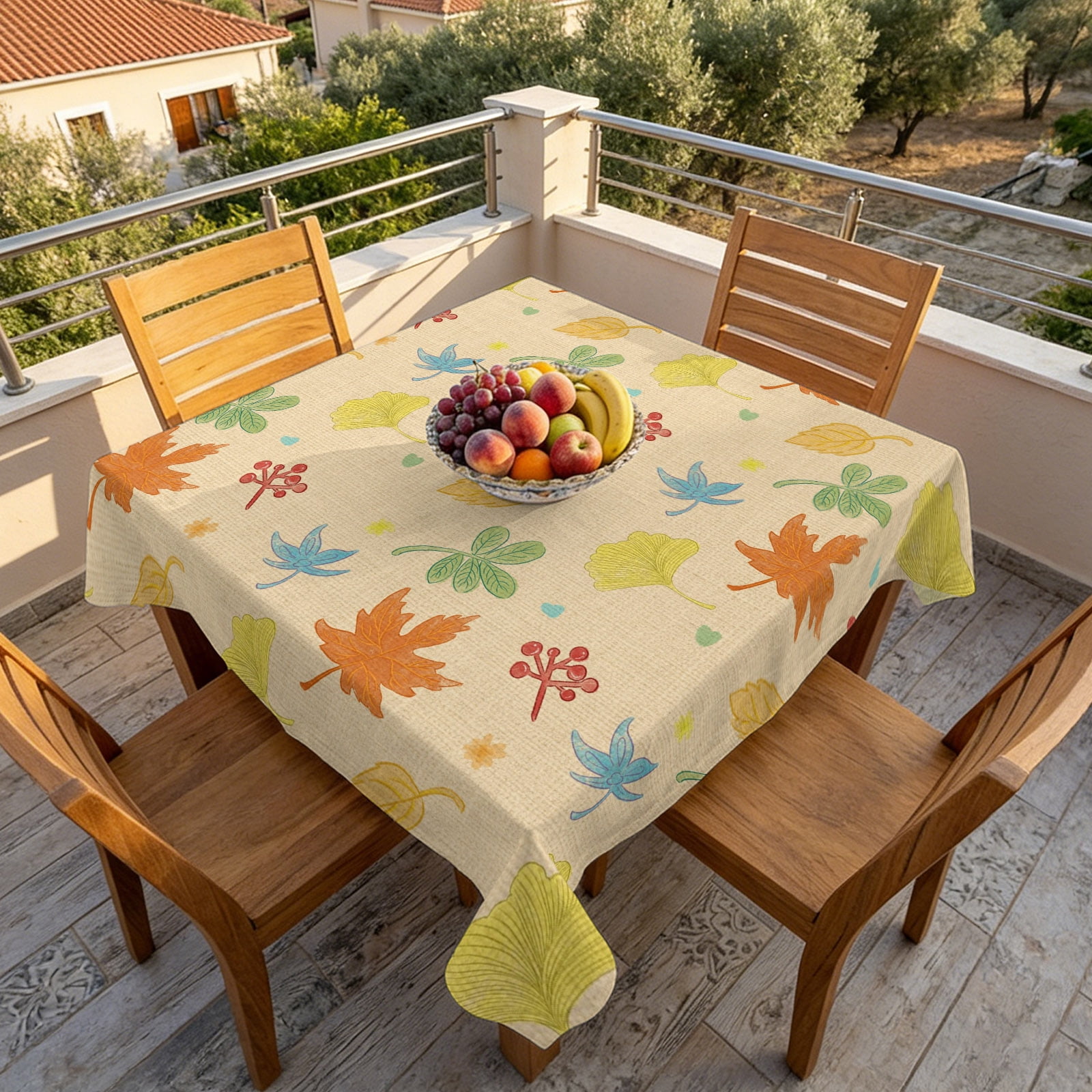 Autumn Watercolor Maple Leaves Table Cloth 60x60in, Waterproof Square ...