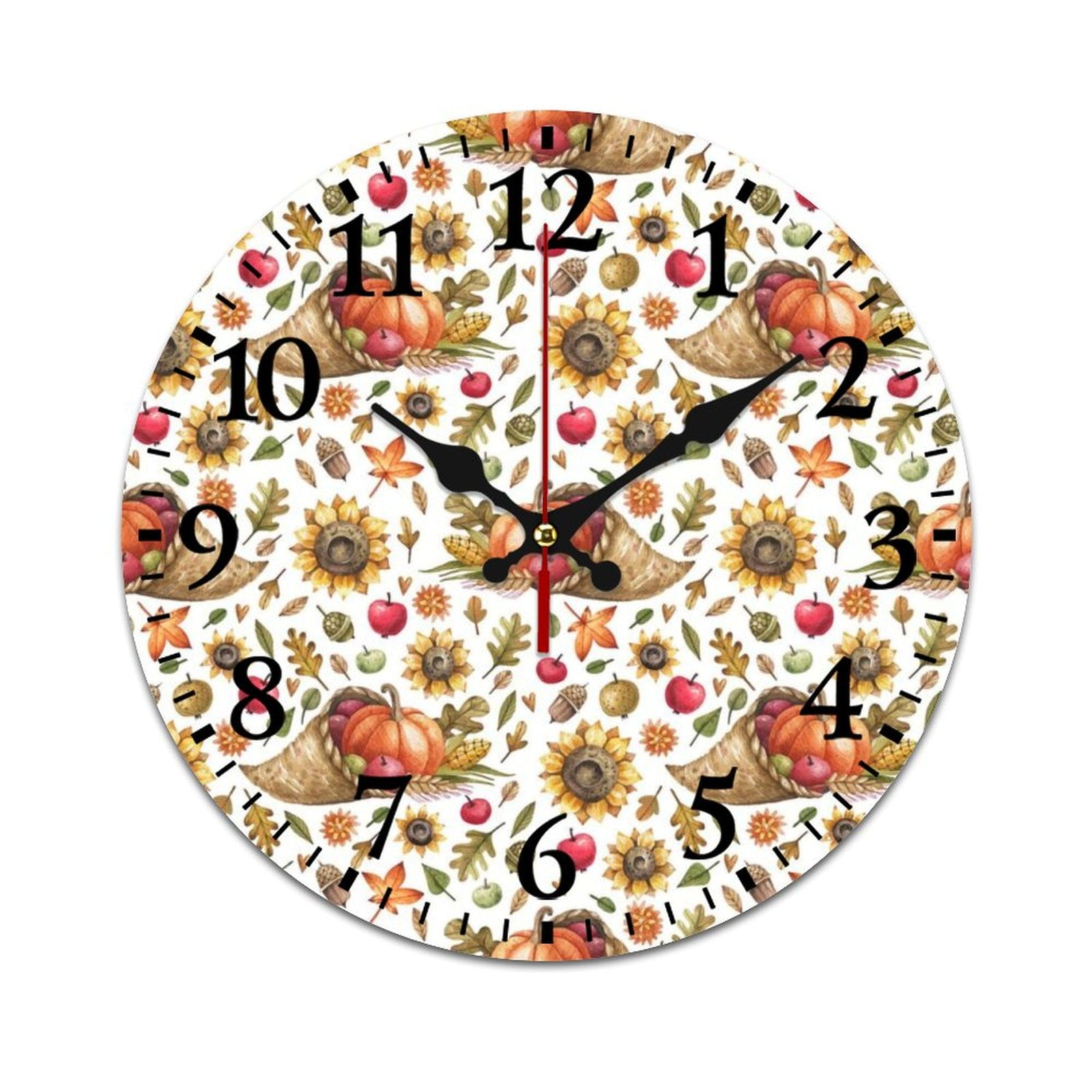 Autumn Watercolor Pattern with Ripe Pumpkins And Sunflower Flowers Wall ...