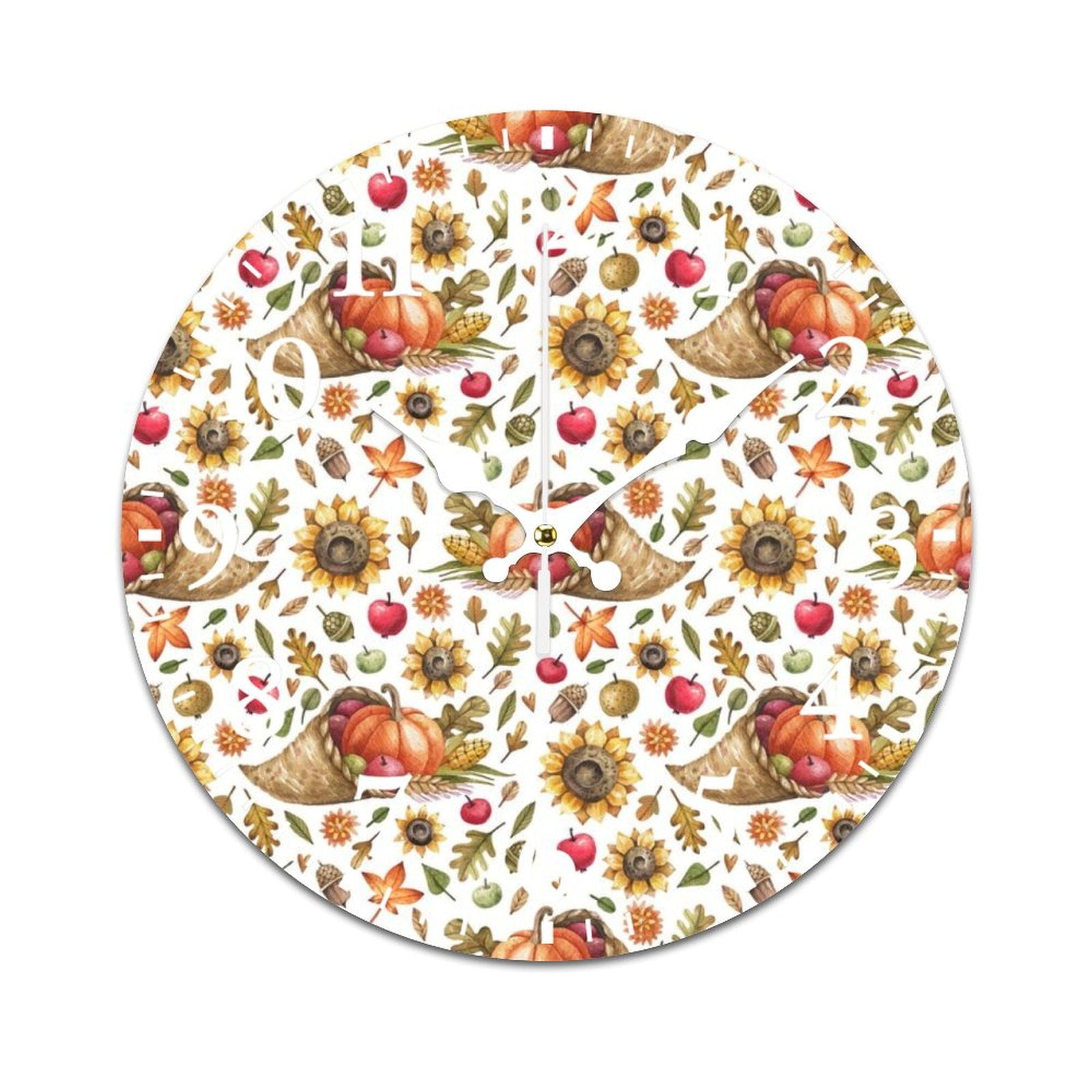 Autumn Watercolor Pattern with Ripe Pumpkins And Sunflower Flowers Wall ...