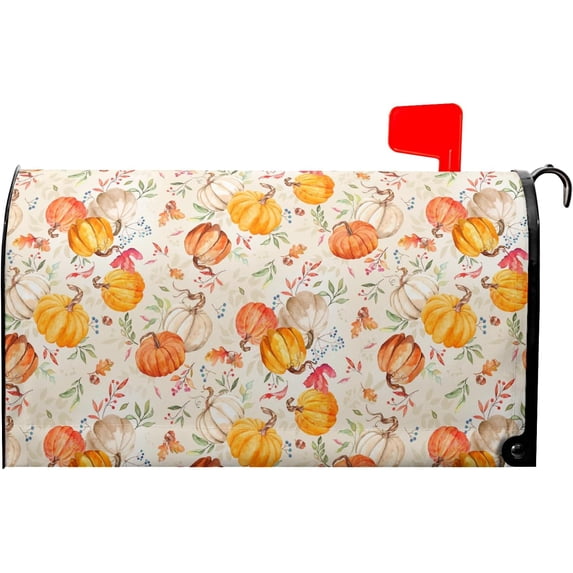 Autumn Watercolor Pumpkin Mailbox Covers Magnetic Standard Size 18" X ...