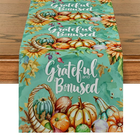Autumn Watercolor Pumpkin Table Runners Party Table r Farmhouse Dining ...