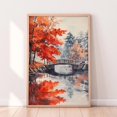Autumn Watercolor Style Landscape - Serene Japanese Garden Bridge ...