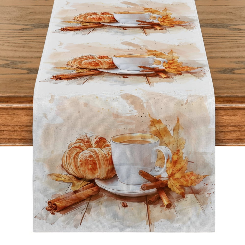 Autumn Watercolor Table Runner Kitchen Dining Table ration for Indoor ...