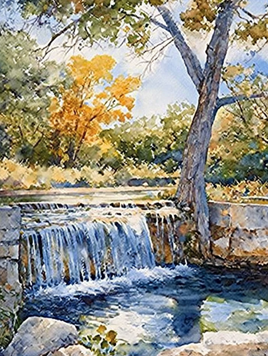 Autumn Waterfall Canvas Print/Wall Art，Suitable for Living Room，Bedroom ...