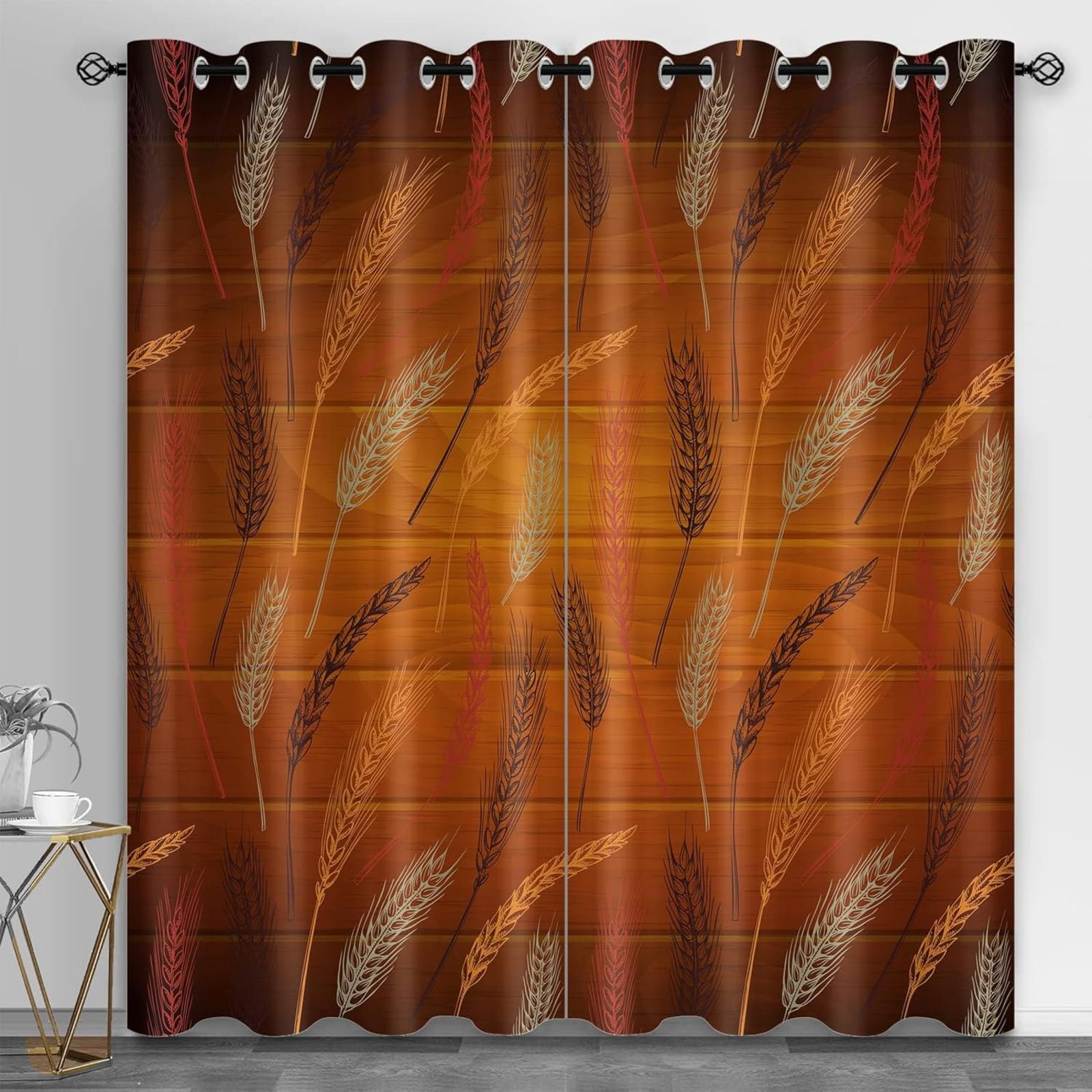 Autumn Wheat Curtains Vintage Rural Wheat Fields Window Drapes Autumn ...