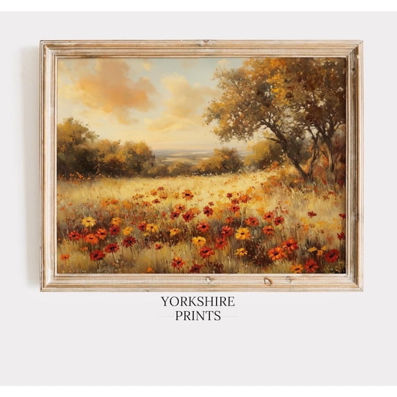 Autumn Wildflower Field Art Print, Golden Meadow Landscape, Fall 3840 ...