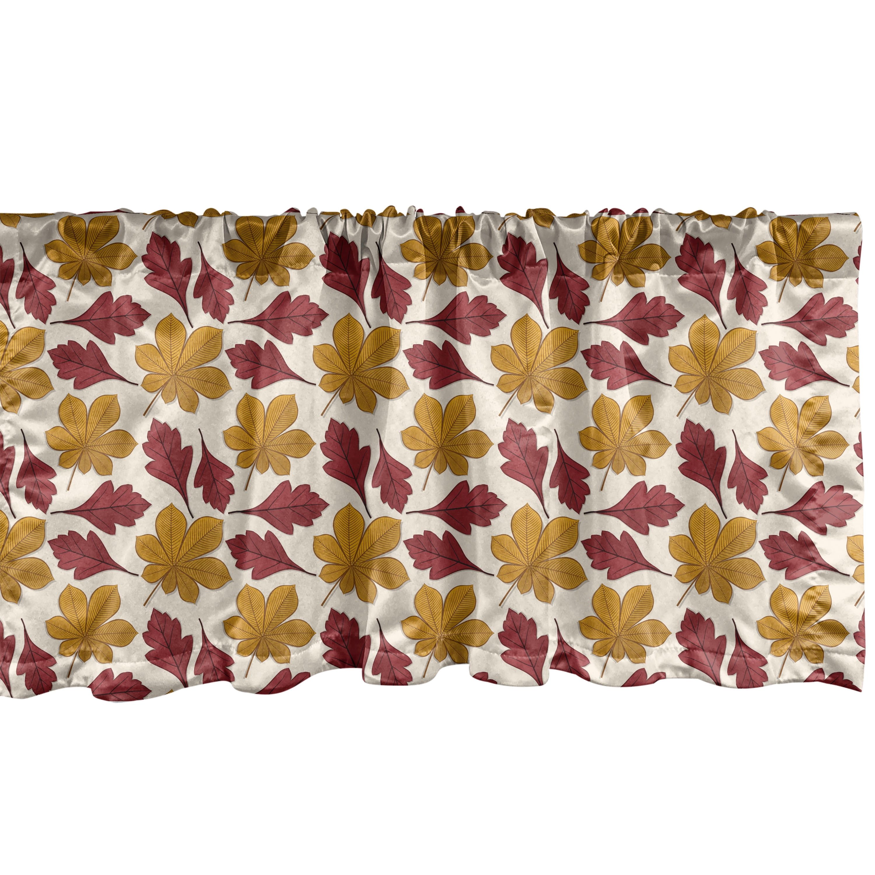 Autumn Window Valance, Cartoon Style Chestnut and Hawthorn Leaves in ...