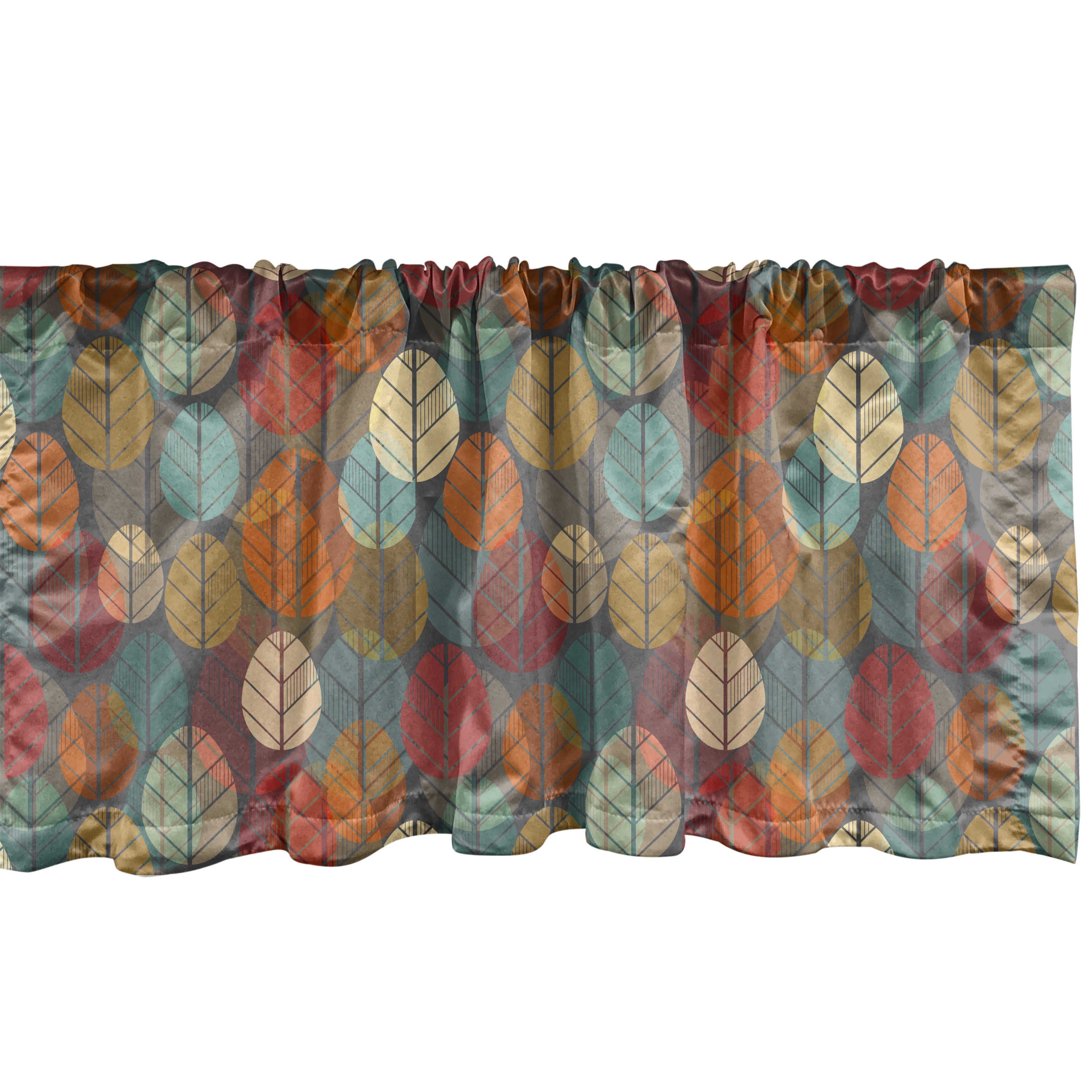 Autumn Window Valance, Colorful Round Leaves Art Seasonal Repetition ...