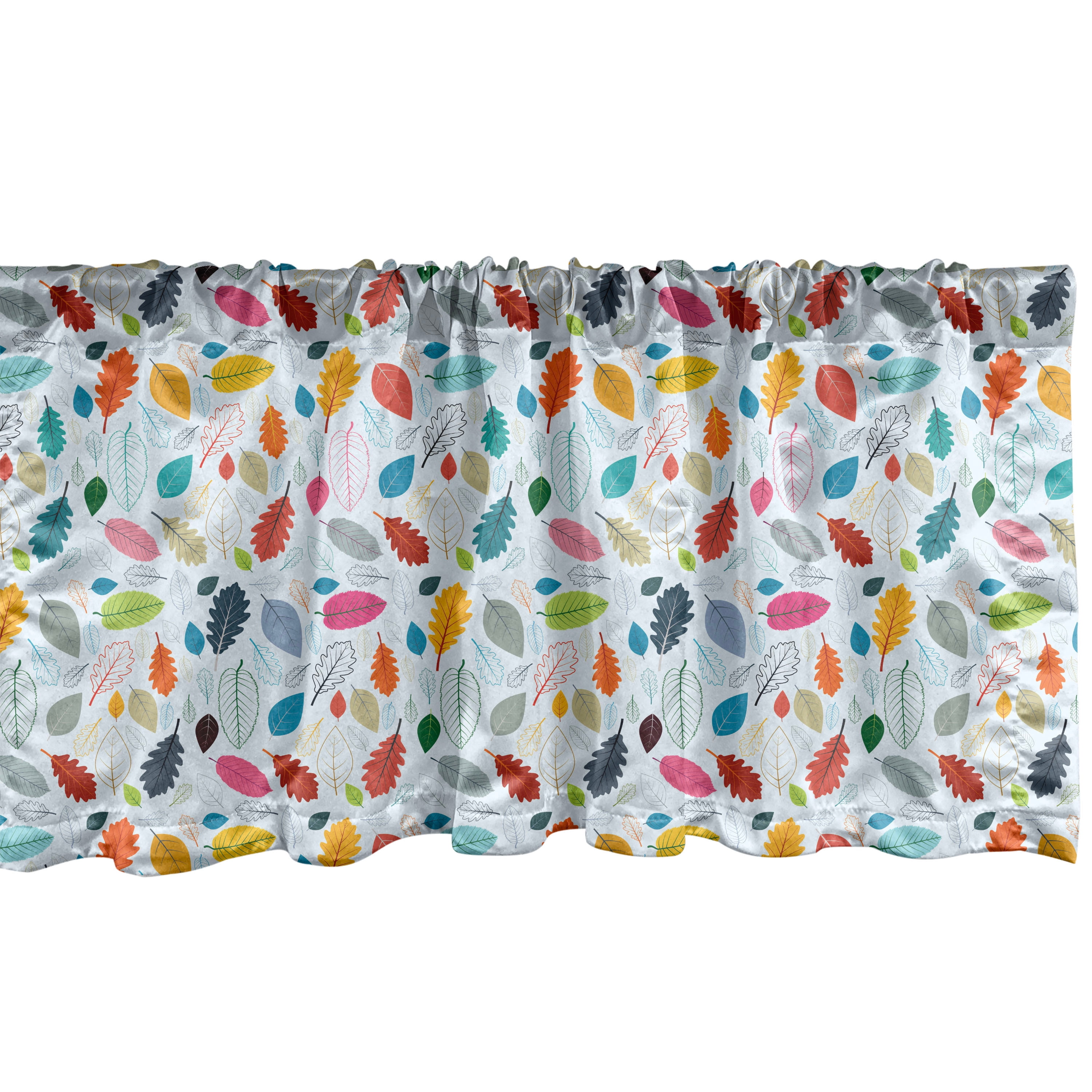 Autumn Window Valance, Colorful Various Leaf Types Season Composition ...