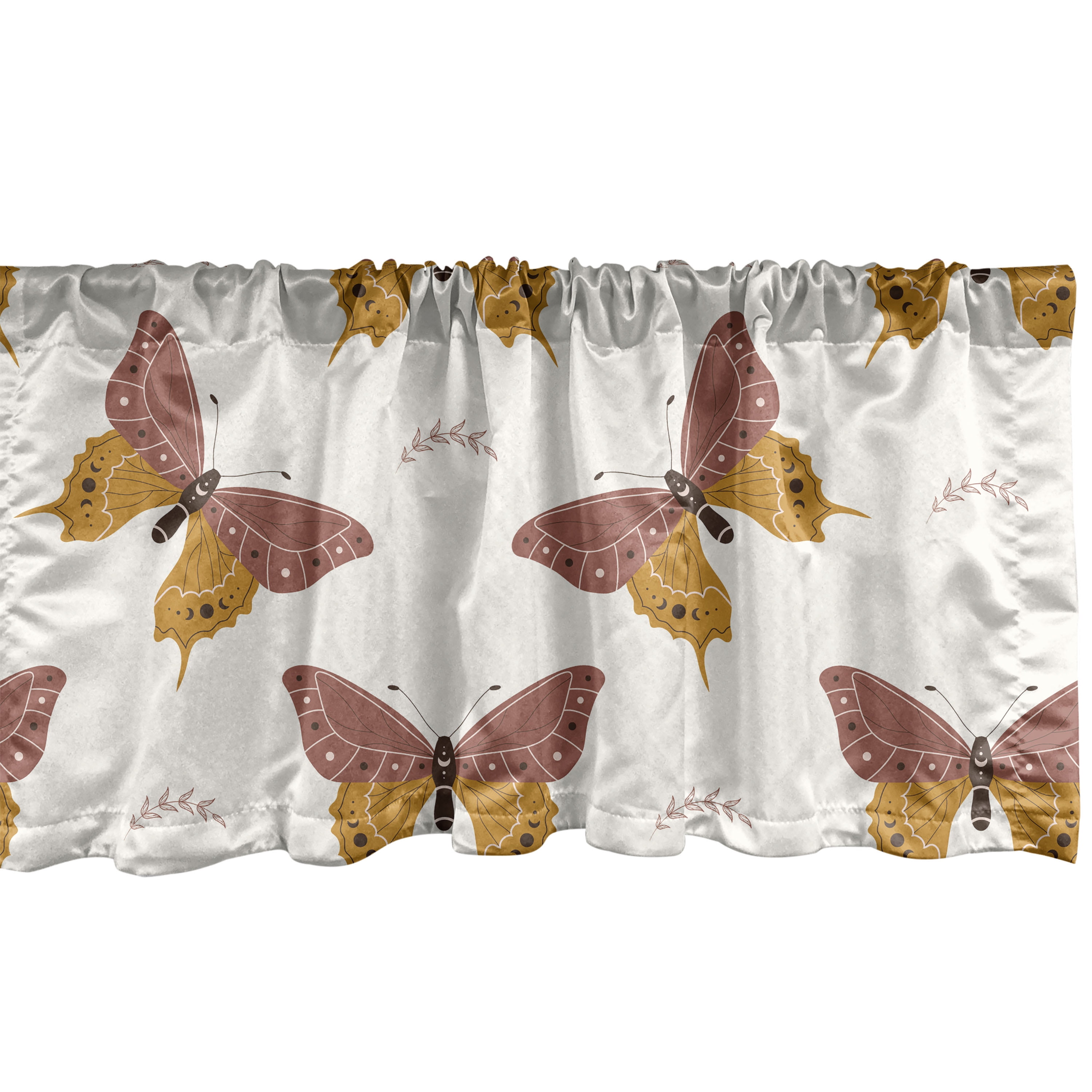 Autumn Window Valance, Neutral Colors Boho Moth Pattern Cottagecore ...