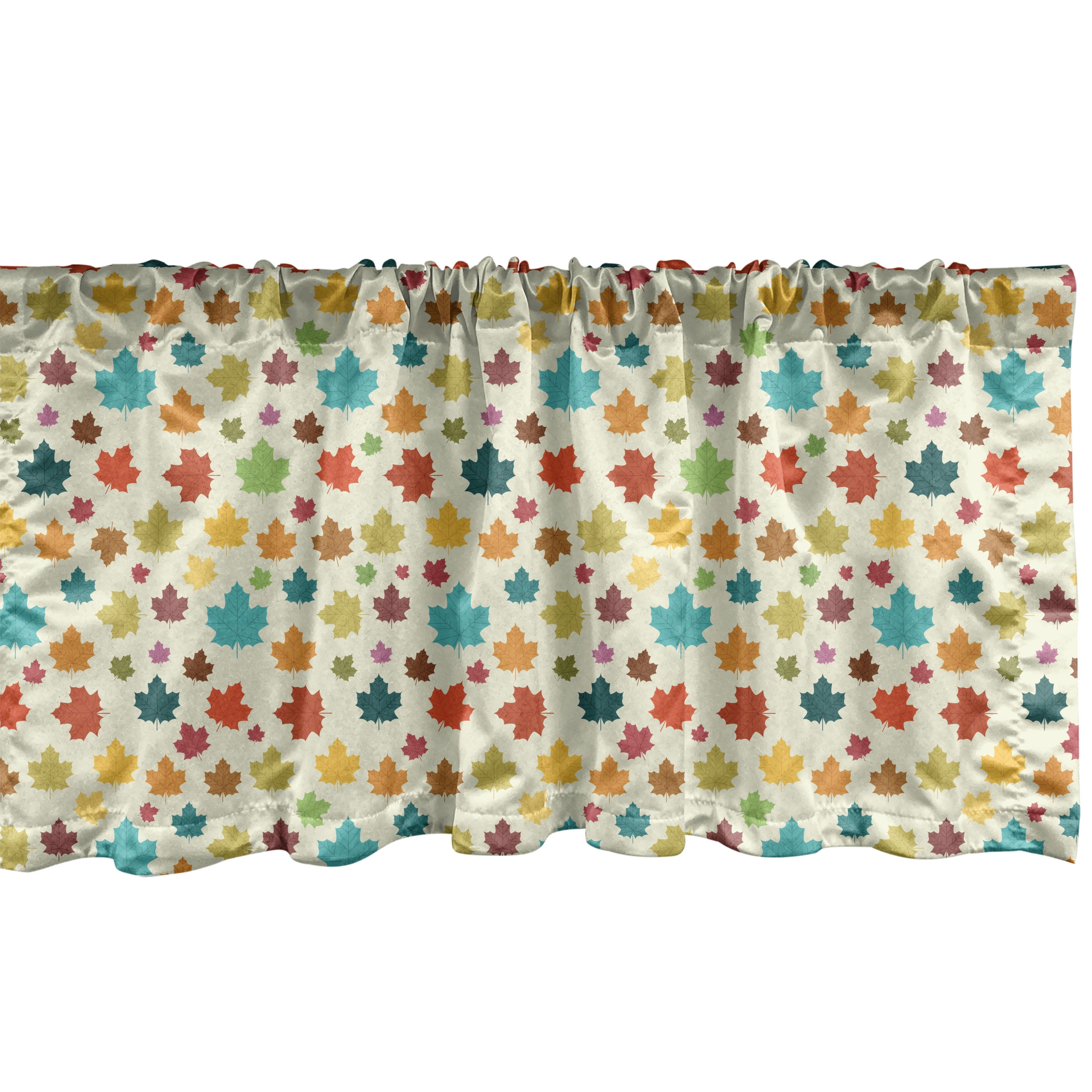 Ambesonne Autumn Valance Pack of 2, Colorful Maple Leaves Retro, 42"X18 ...