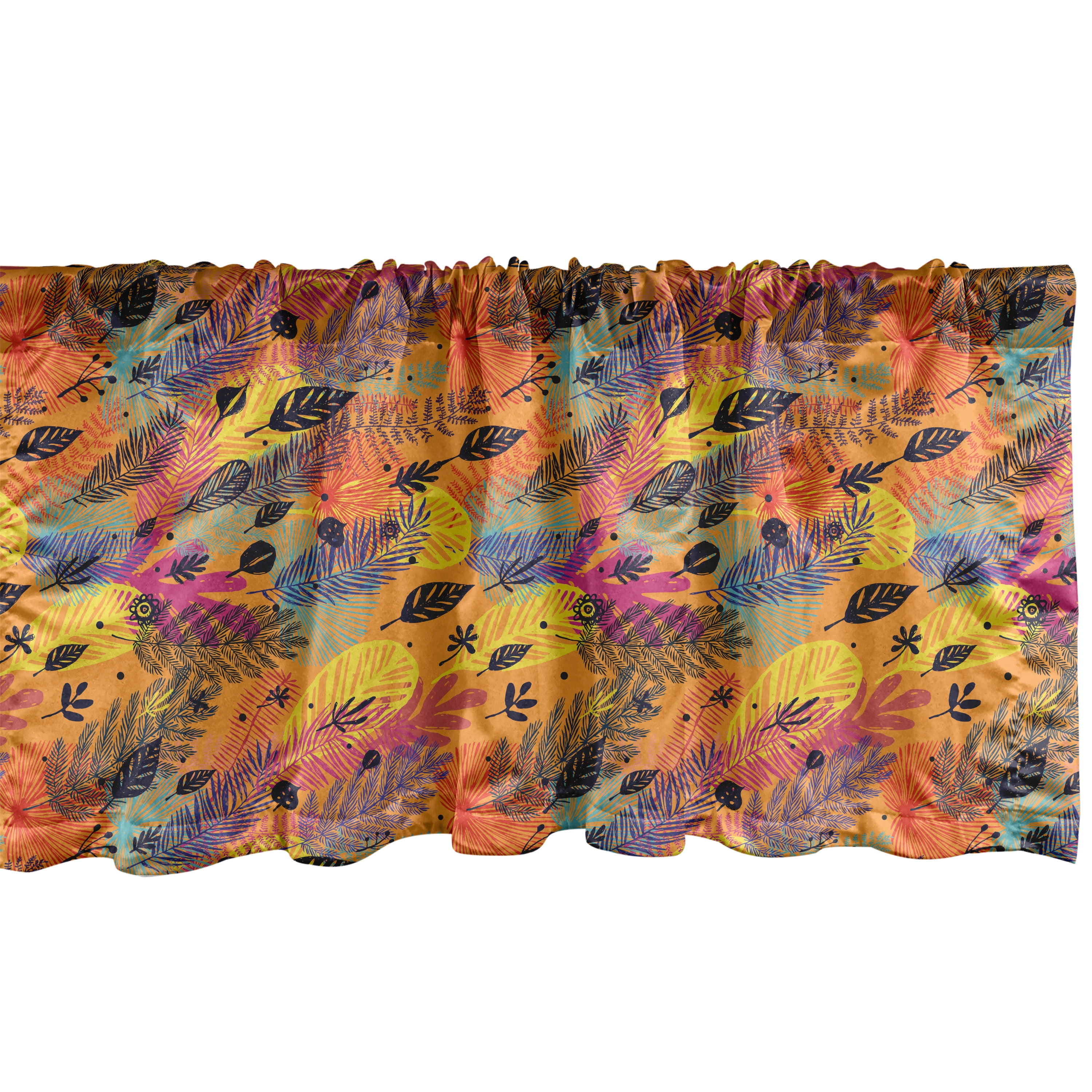 Ambesonne Autumn Valance Pack of 2, Colorful Sketchy Plantation, 54"X12 ...