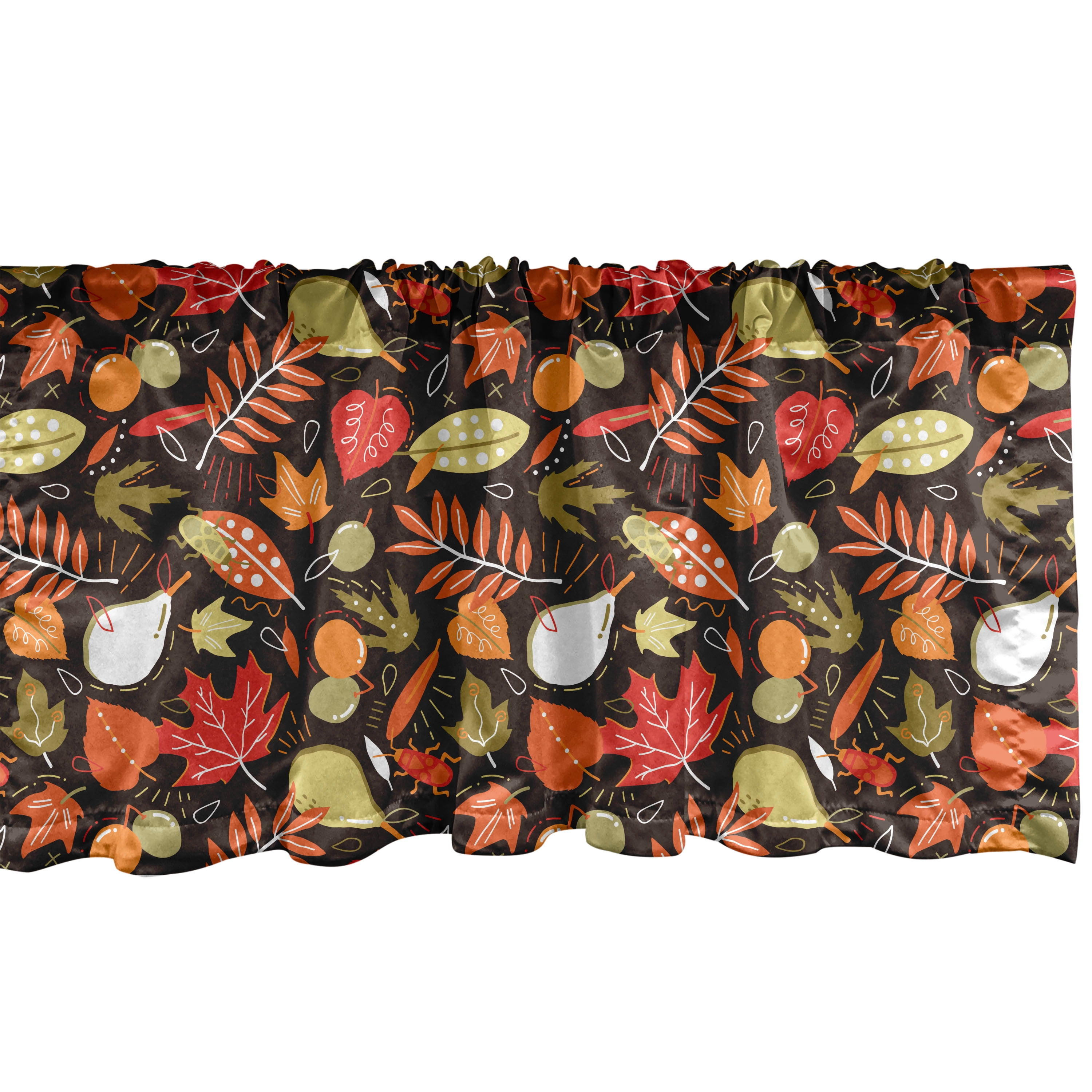 Ambesonne Autumn Valance Pack of 2, Fall Season Foliage Doodle, 54"X12 ...