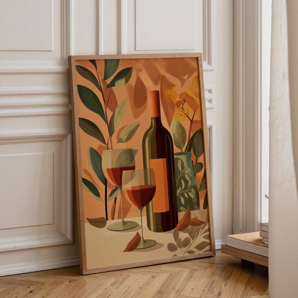 Autumn Wine Bottle Rustic Fall Floral Kitchen Wall Art Fall Kitchen ...