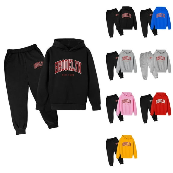 Autumn Winter Children's Hoodie Pullover Set, Letter Printed Long ...