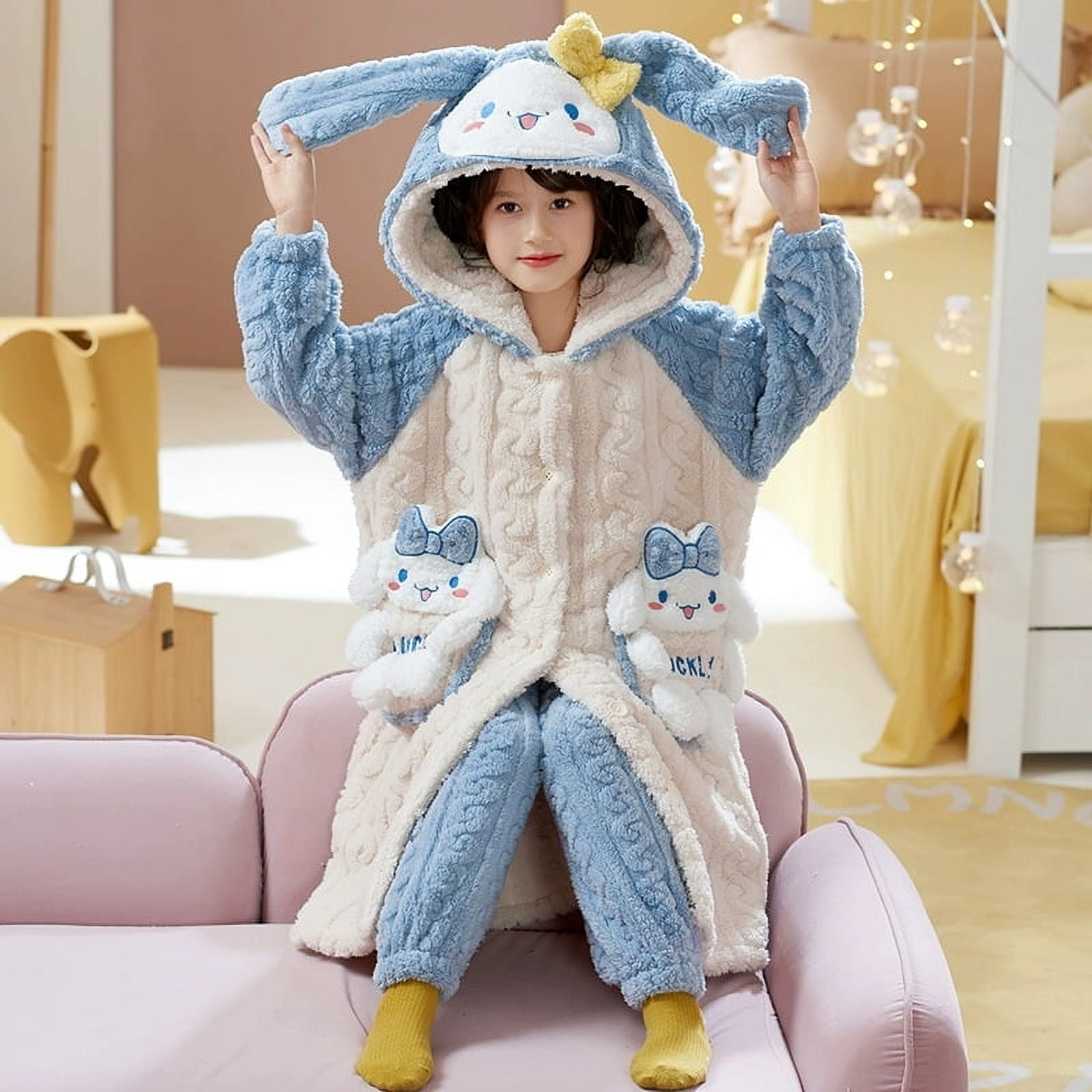 Autumn Winter Children's Plush Pajamas Robe Anime Sanrioed Cinnamoroll ...