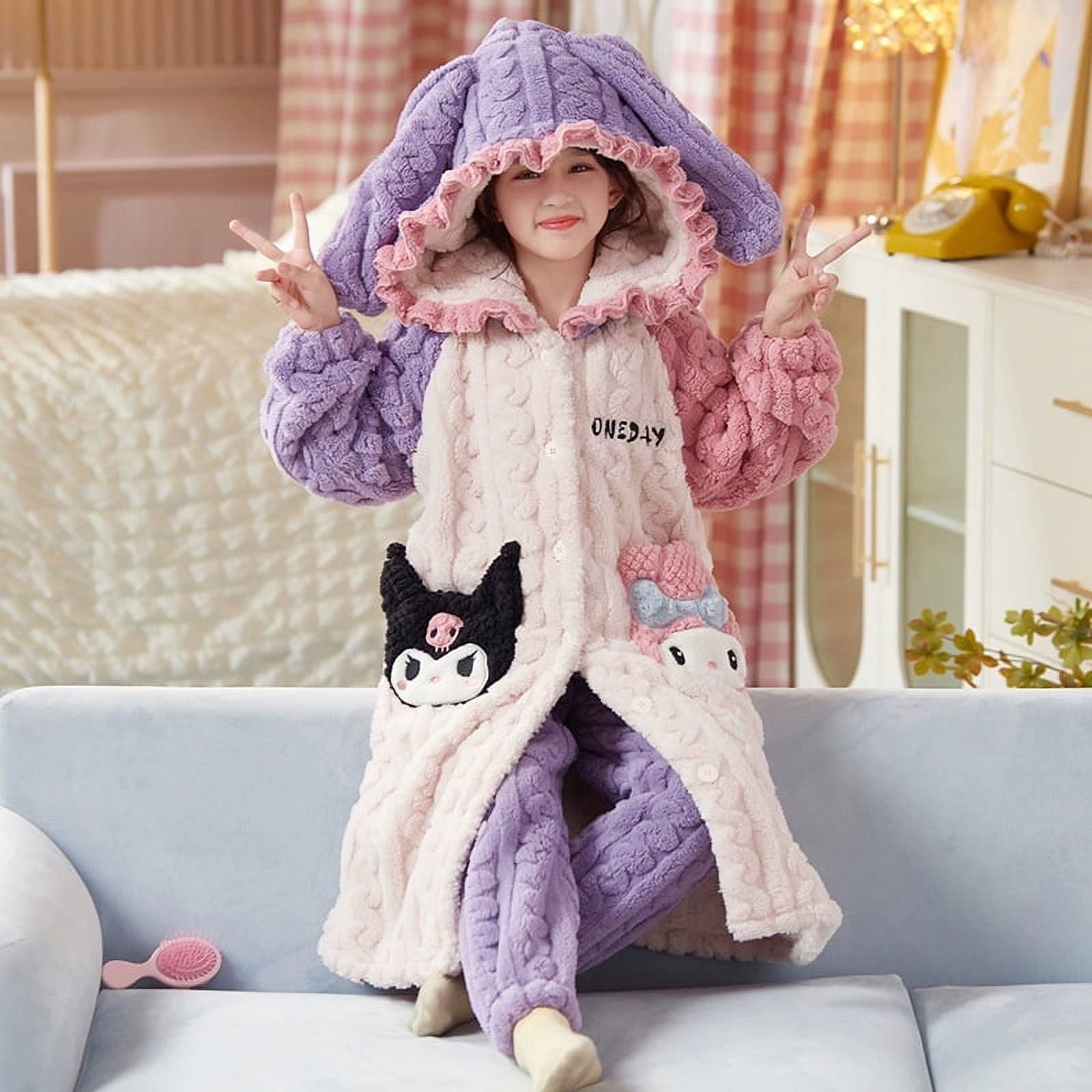 Autumn Winter Children's Plush Pajamas Robe Anime Sanrioed Cinnamoroll ...