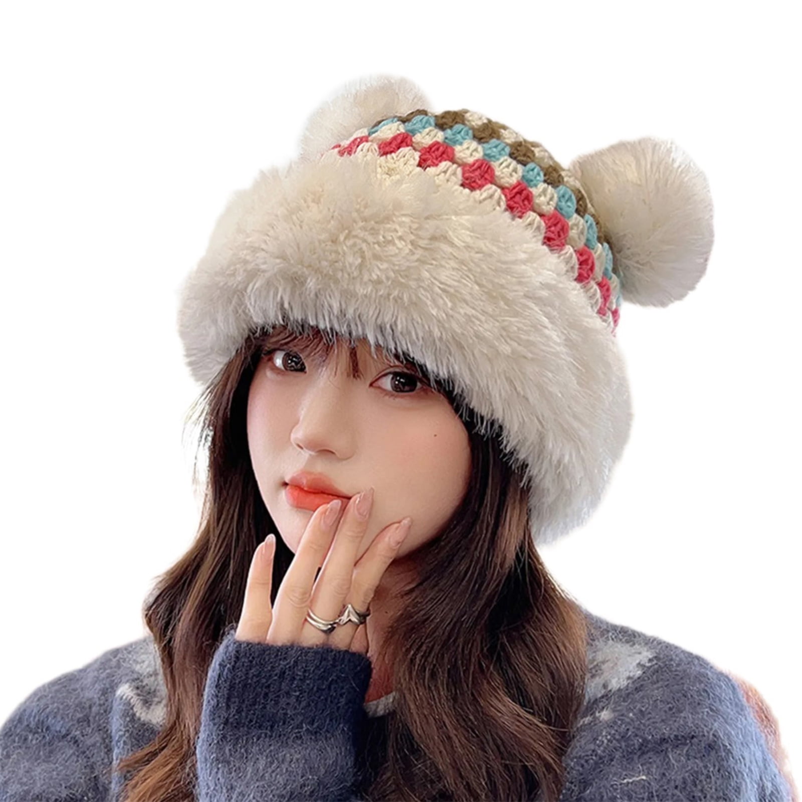 Autumn Winter Hat Plush Bear Ears Hat Warm Soft Comfortable Hat ...