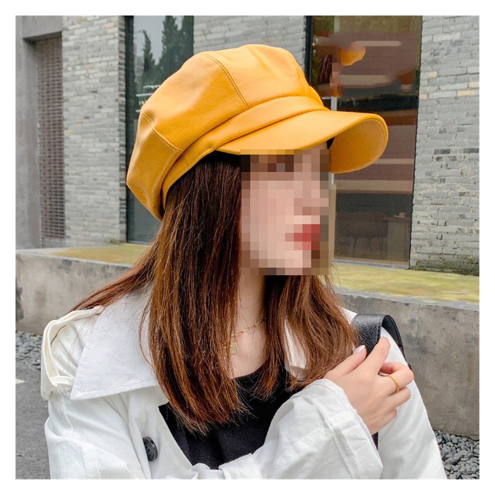 Autumn Winter Hats Fashion Women Solid Color Leather Octagonal Newsboy Caps Ladies Casual PU Hat ...