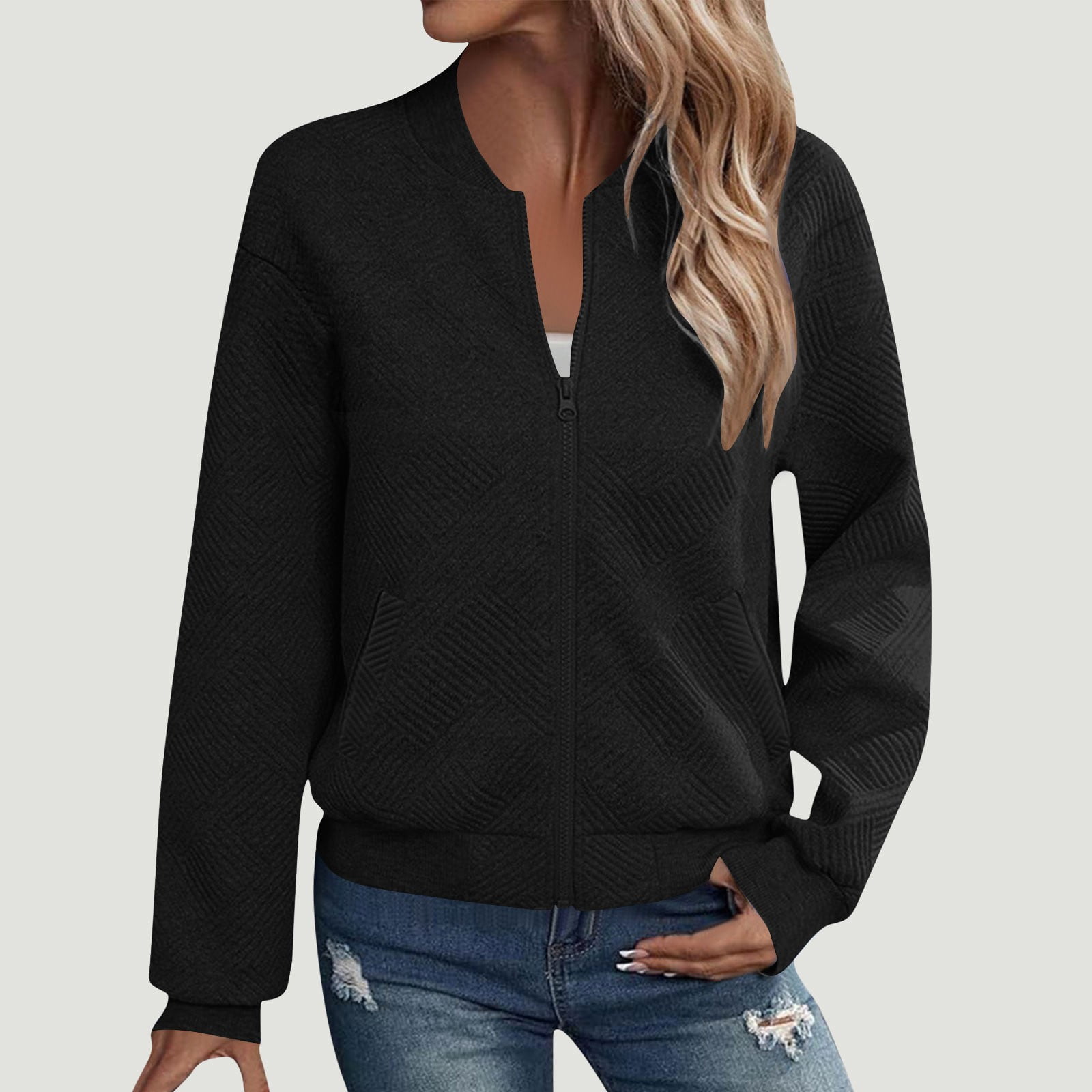 Autumn Winter Jackets for Women Ladies Long Sleeve Hoodless Side ...