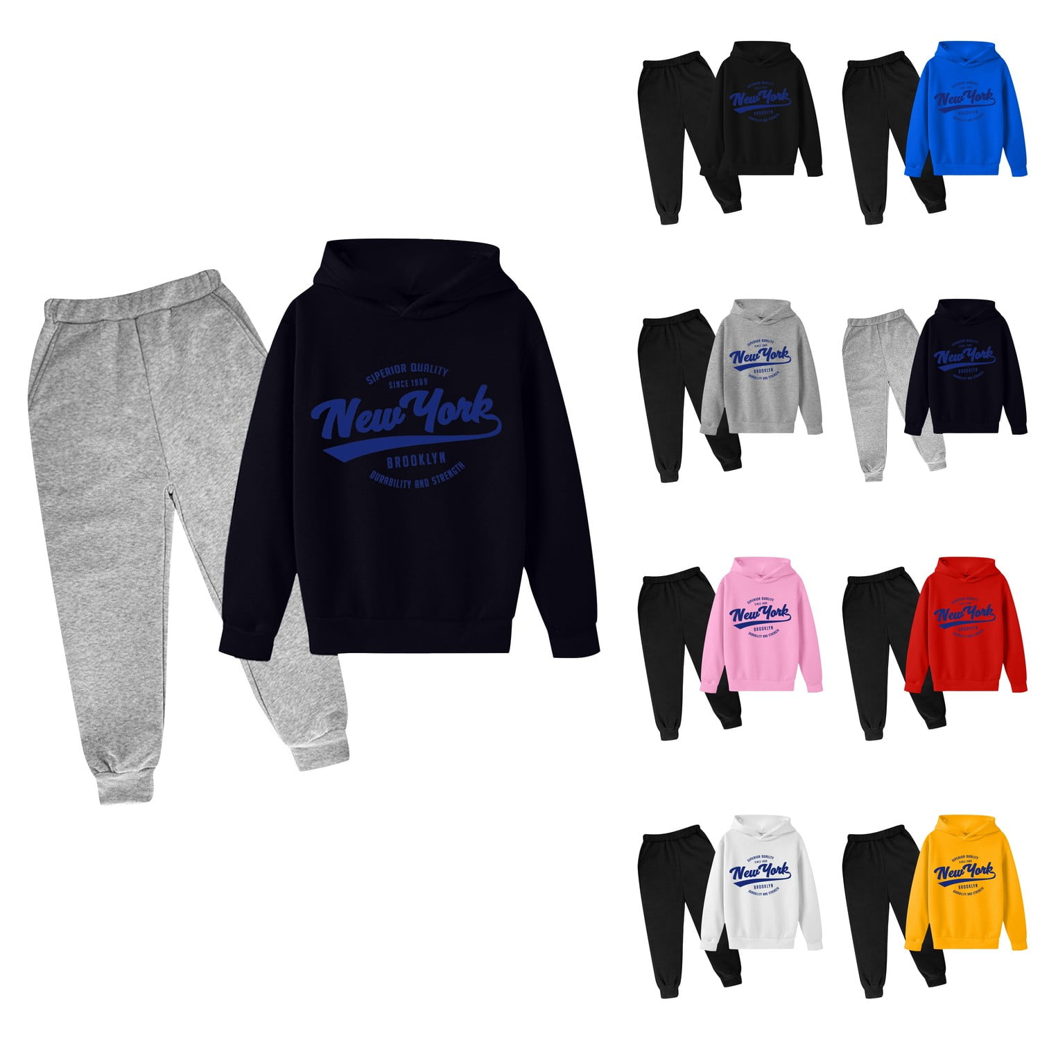 Autumn Winter Kids' Hoodie Pullover Set, Boys Girls Printed Long Sleeve ...