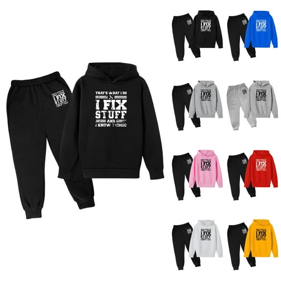 Autumn Winter Kids' Hoodie Pullover Sweatshirt and Sweatpants Set ...