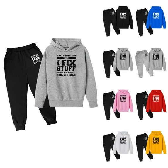 Autumn Winter Kids' Hoodie Pullover Sweatshirt and Sweatpants Set ...