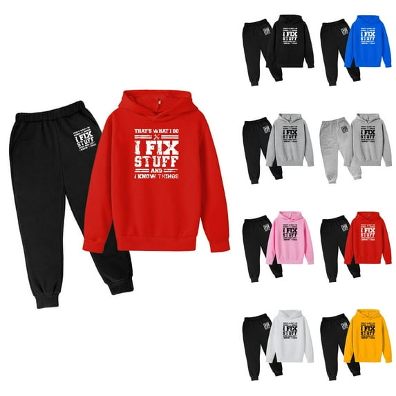 Autumn Winter Kids' Hoodie Pullover Sweatshirt and Sweatpants Set ...