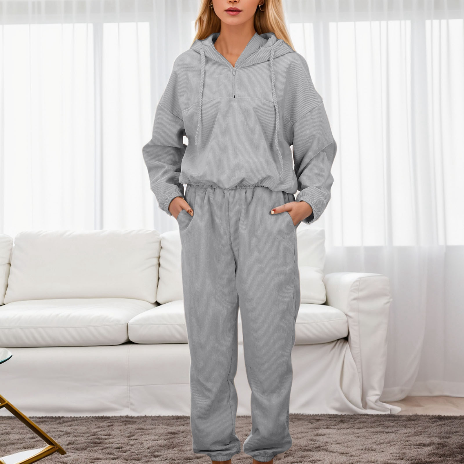 Autumn And Winter Long Sleeve Zipper Pant Suit For Women Christmas ...