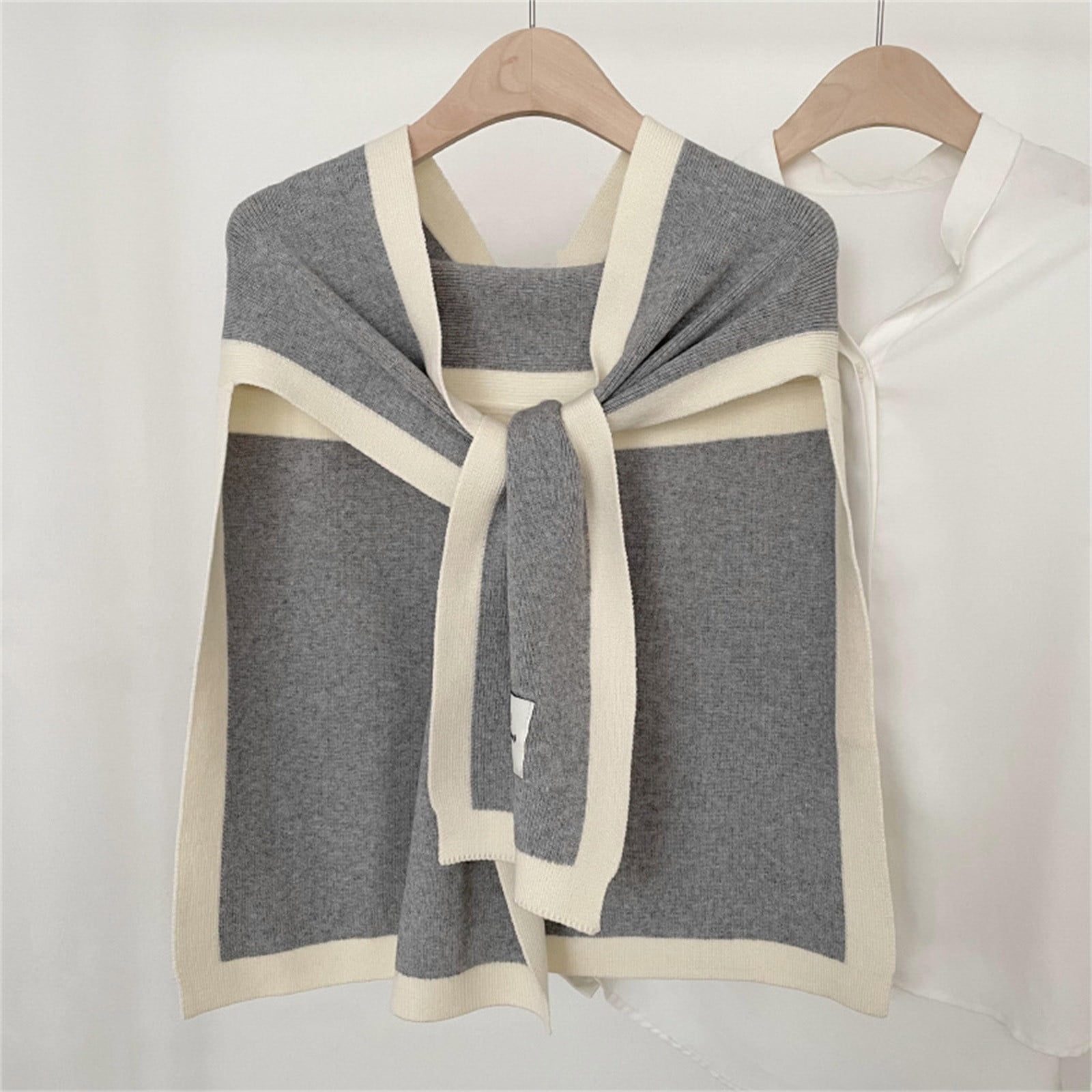 Autumn And Winter New Knitted Small Shawl Versatile Splicing Color ...