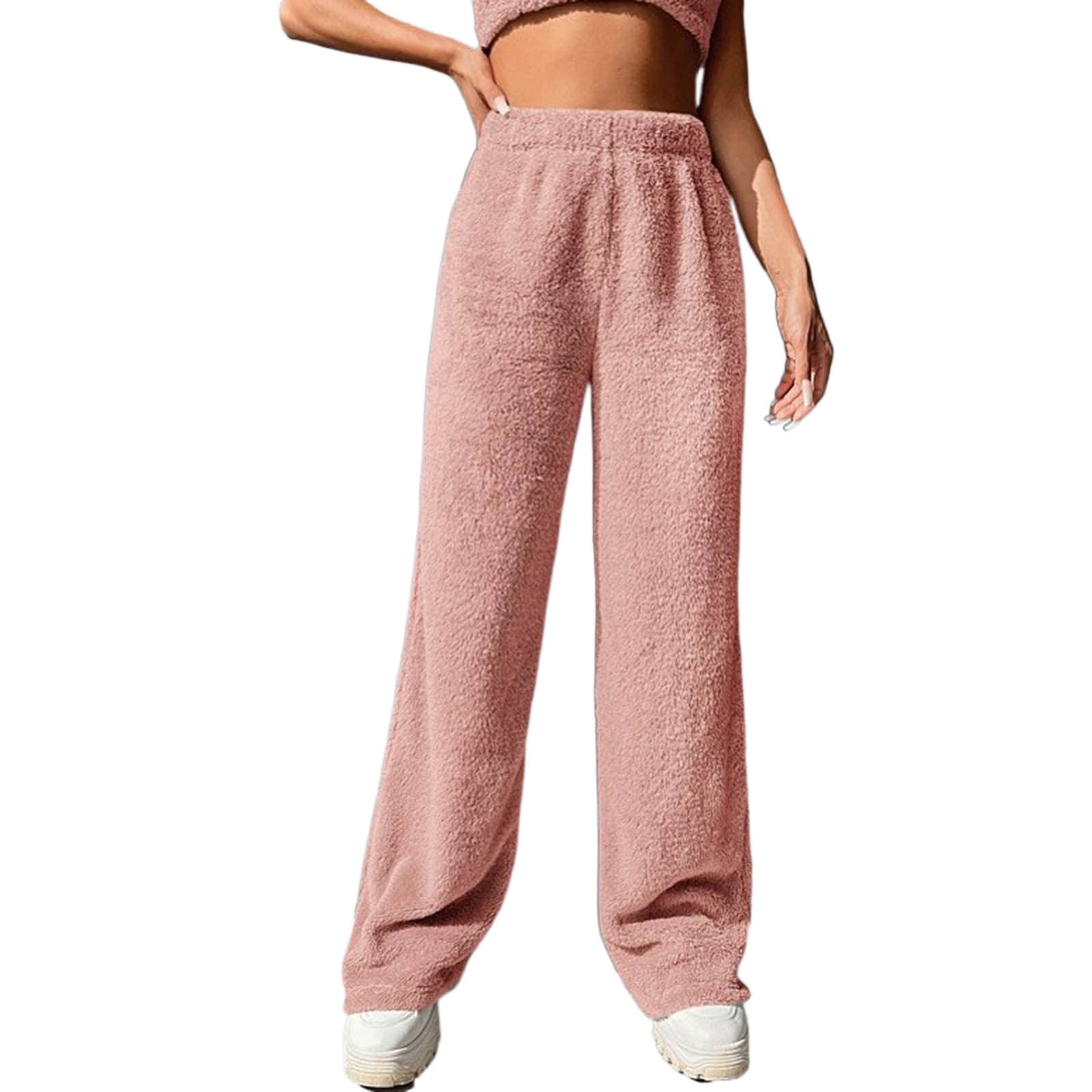 Autumn And Winter New Solid Colour Fashion Loose Soothing Velvet Warm Casual Straight Trousers ...