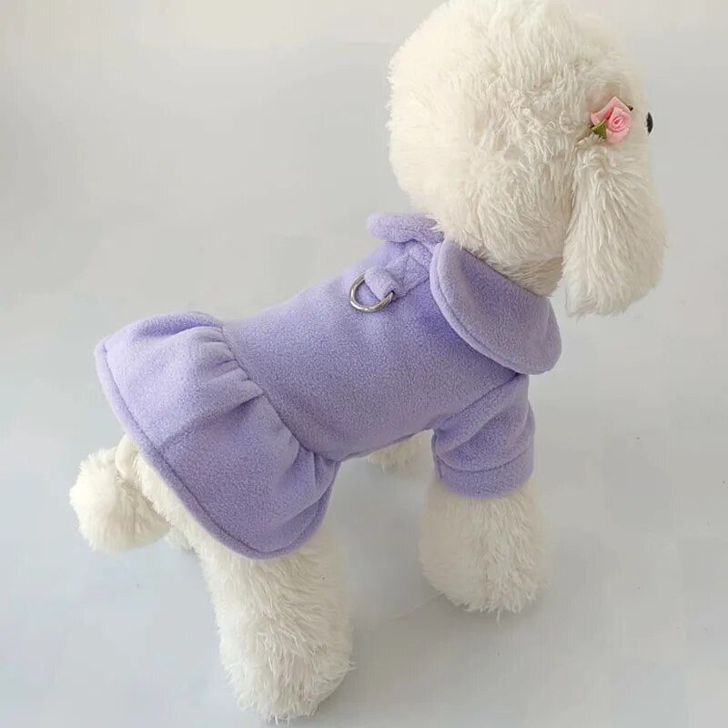 Autumn Winter Pet Dresses Christmas Wool Princess Skirt Harness ...