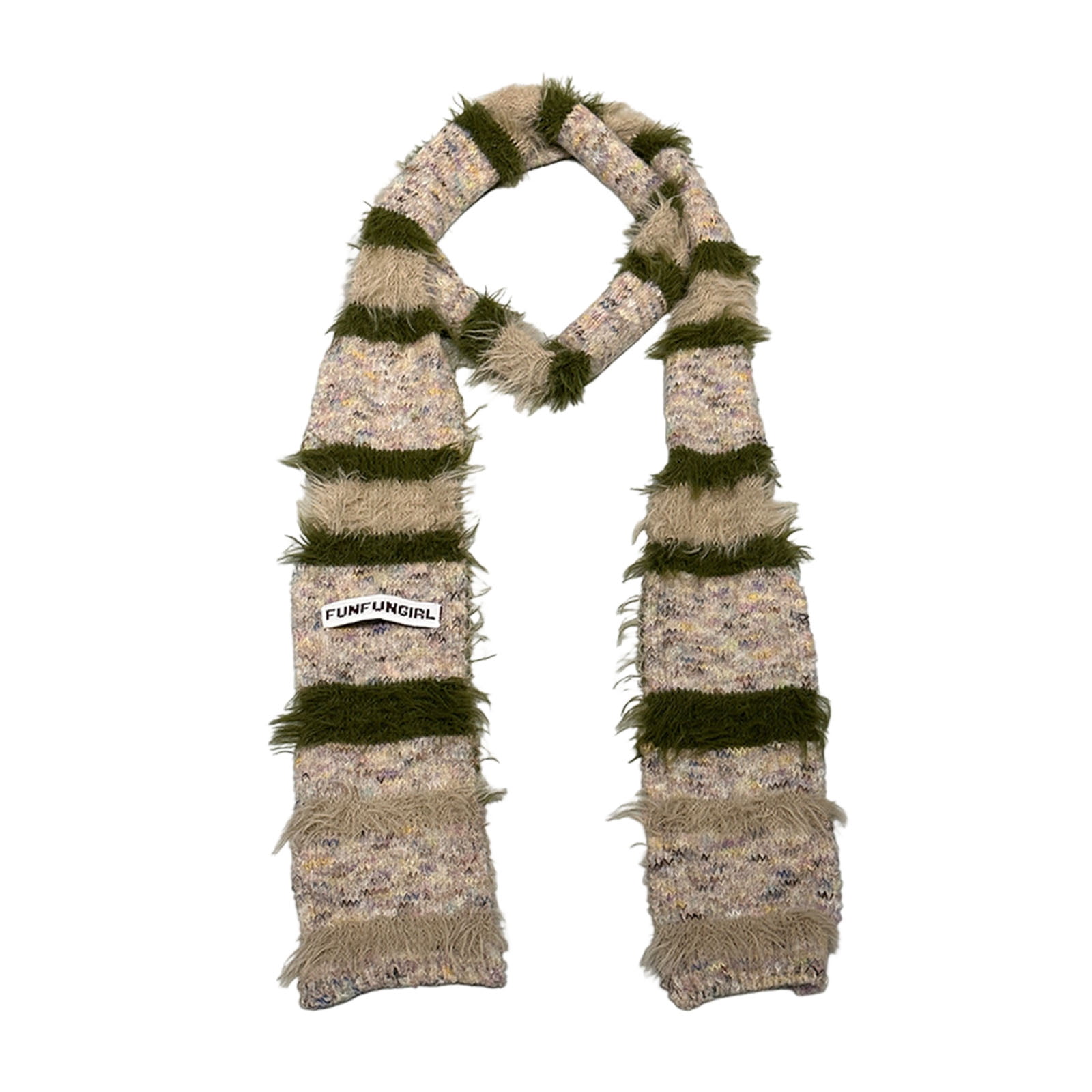 Autumn Winter Plush Scarf Color Blocking Design Super Soft Polyester ...