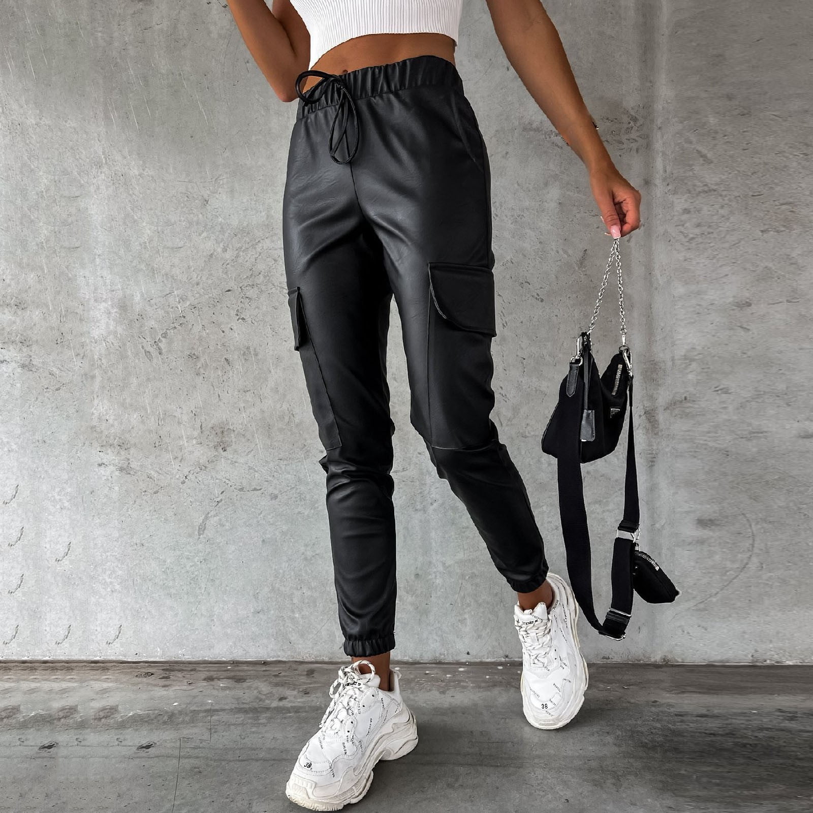 Autumn And Winter Punk Style Small Foot Elastic Waist Lace Up Long ...