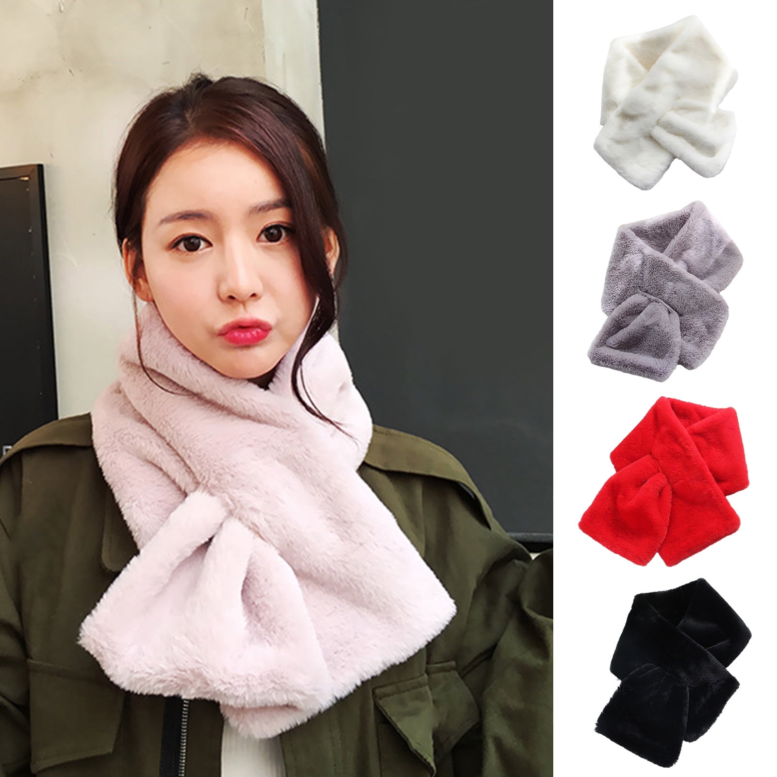 Autumn Winter Scarf Stylish Cozy Solid Color Thickened Comfortable Soft ...