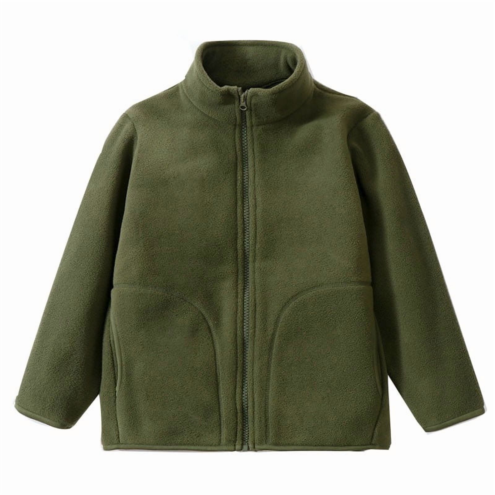 Autumn Winter Solid Color Stand-Up Collar Zip-Up Jacket for Boys and ...
