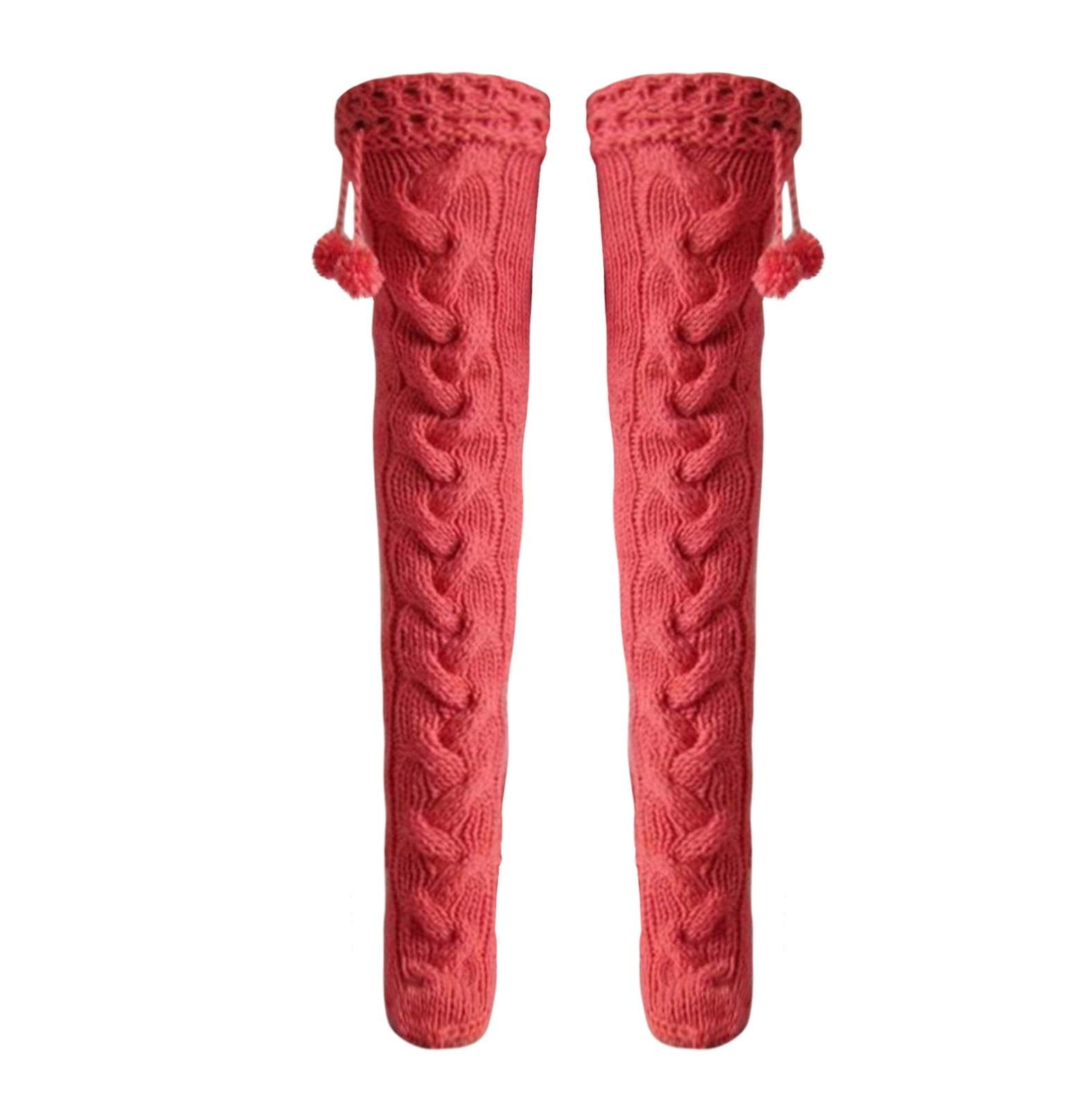 Autumn Winter Solid Knitted Warm Long Knee Cap Socks With Plush ...
