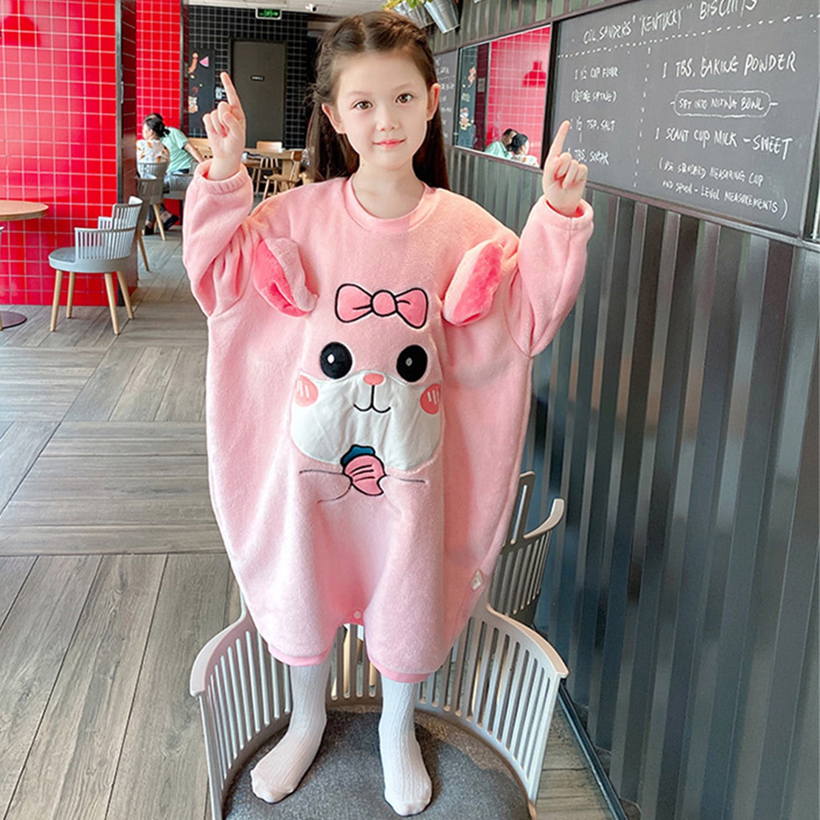 Autumn Winter Toddler Girls Long Sleeve Cartoon Embroidered Fluffy ...