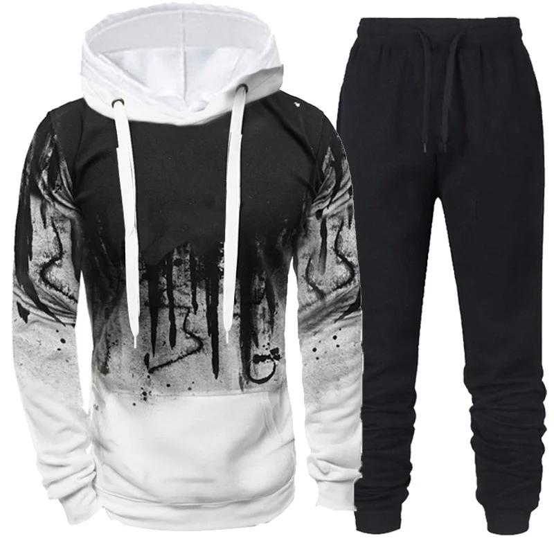 Autumn Winter Trending Tracksuits Men Camouflage Hoodie + Pant 2 Piece ...
