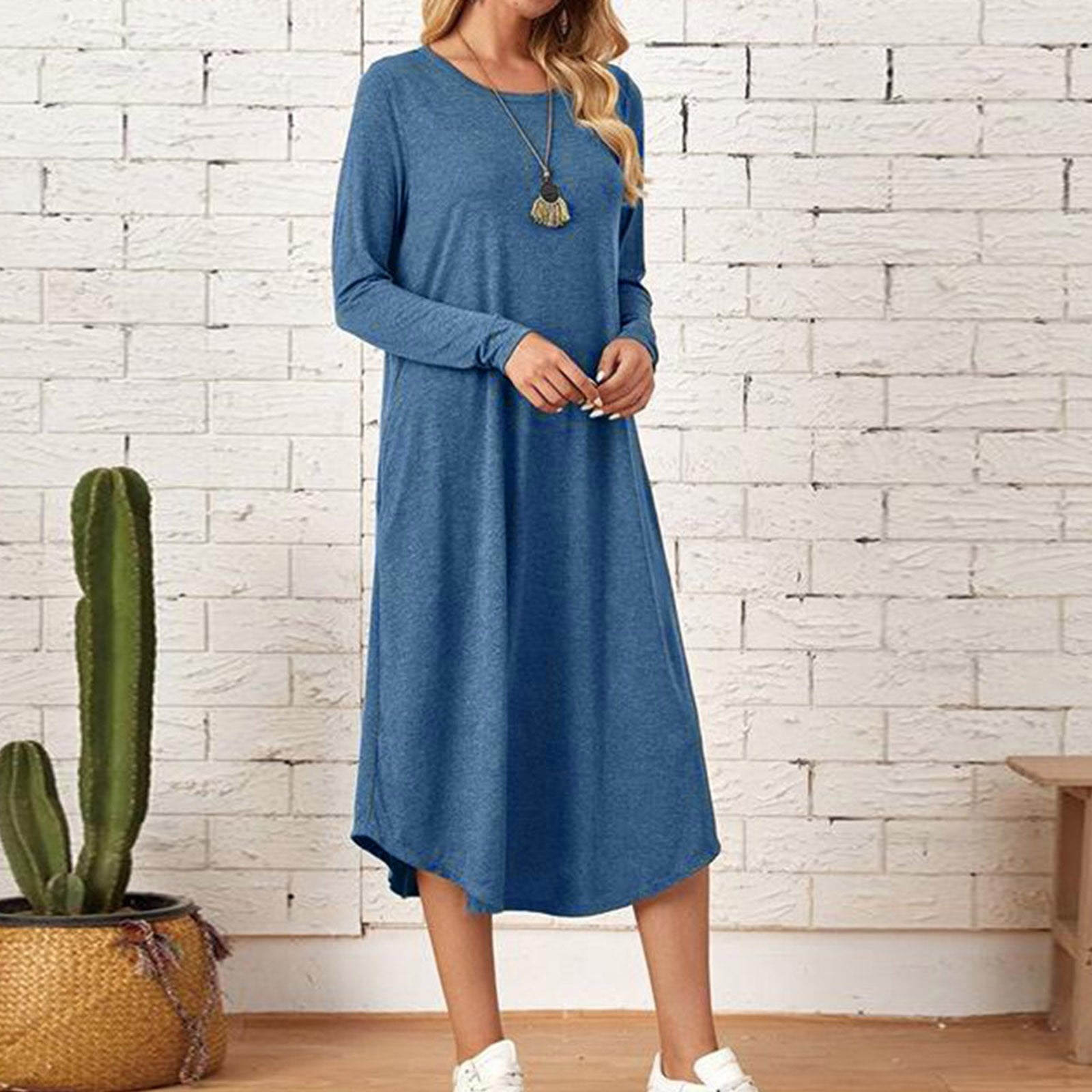 Autumn And Winter Women Clothing Solid Color Knitted Side Seam Straight ...