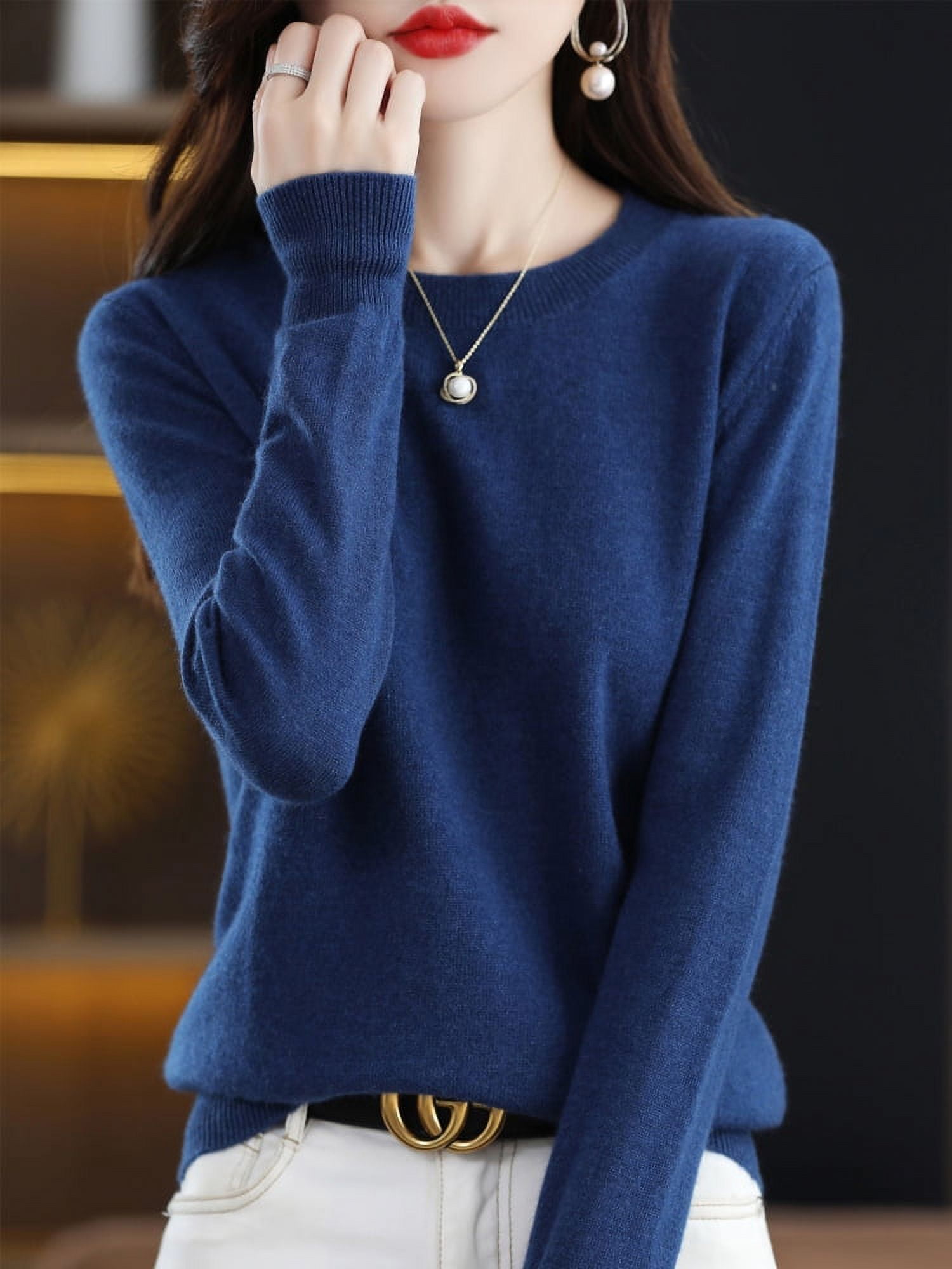 Autumn Winter Women Wool Sweater O Neck Long Sleeve Pullover Basic