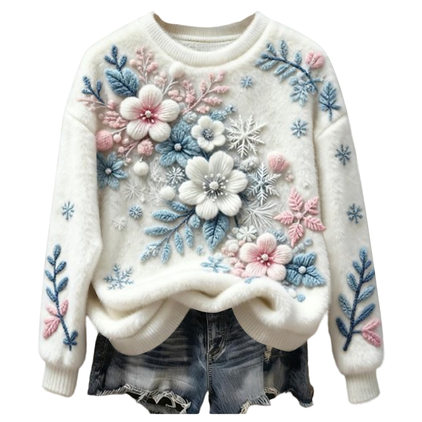 Autumn and Winter Women's Cozy Winter Knitted Pullover Sweater Soft ...