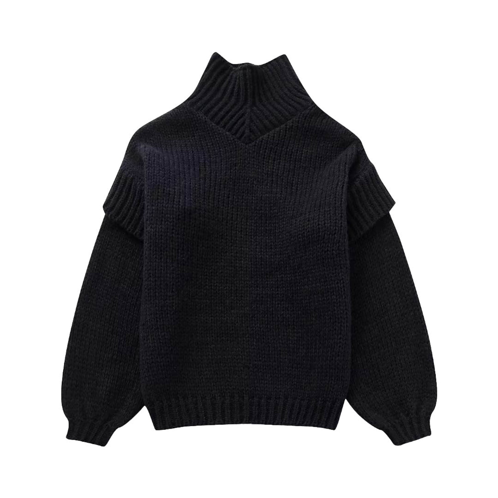 Autumn Winter Women's Oversized Long Sleeve Turtleneck Knit Sweater ...