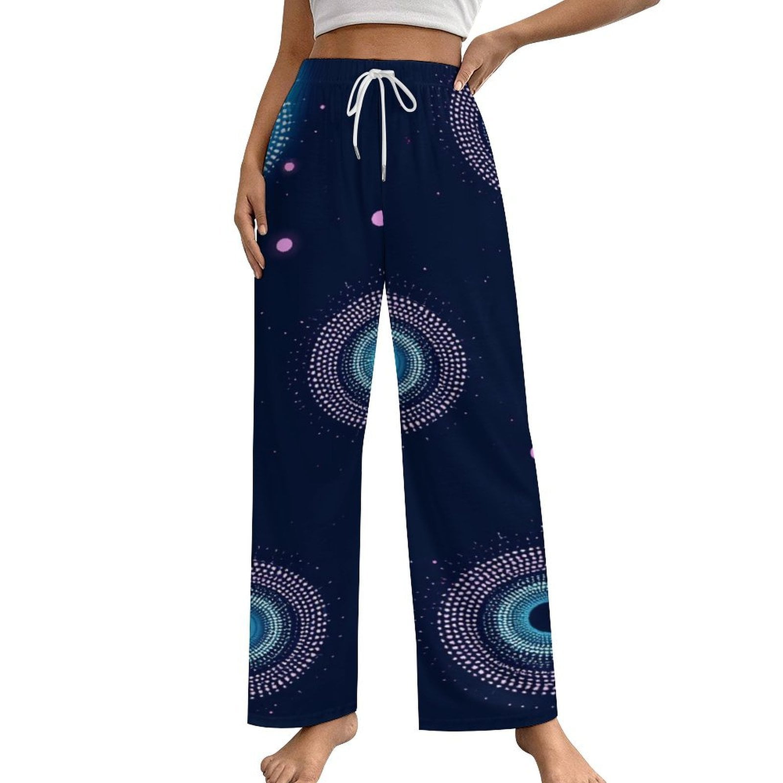Autumn Winter Women's Pajama Pants Cosmic Circle Pattern Loose Pajama ...