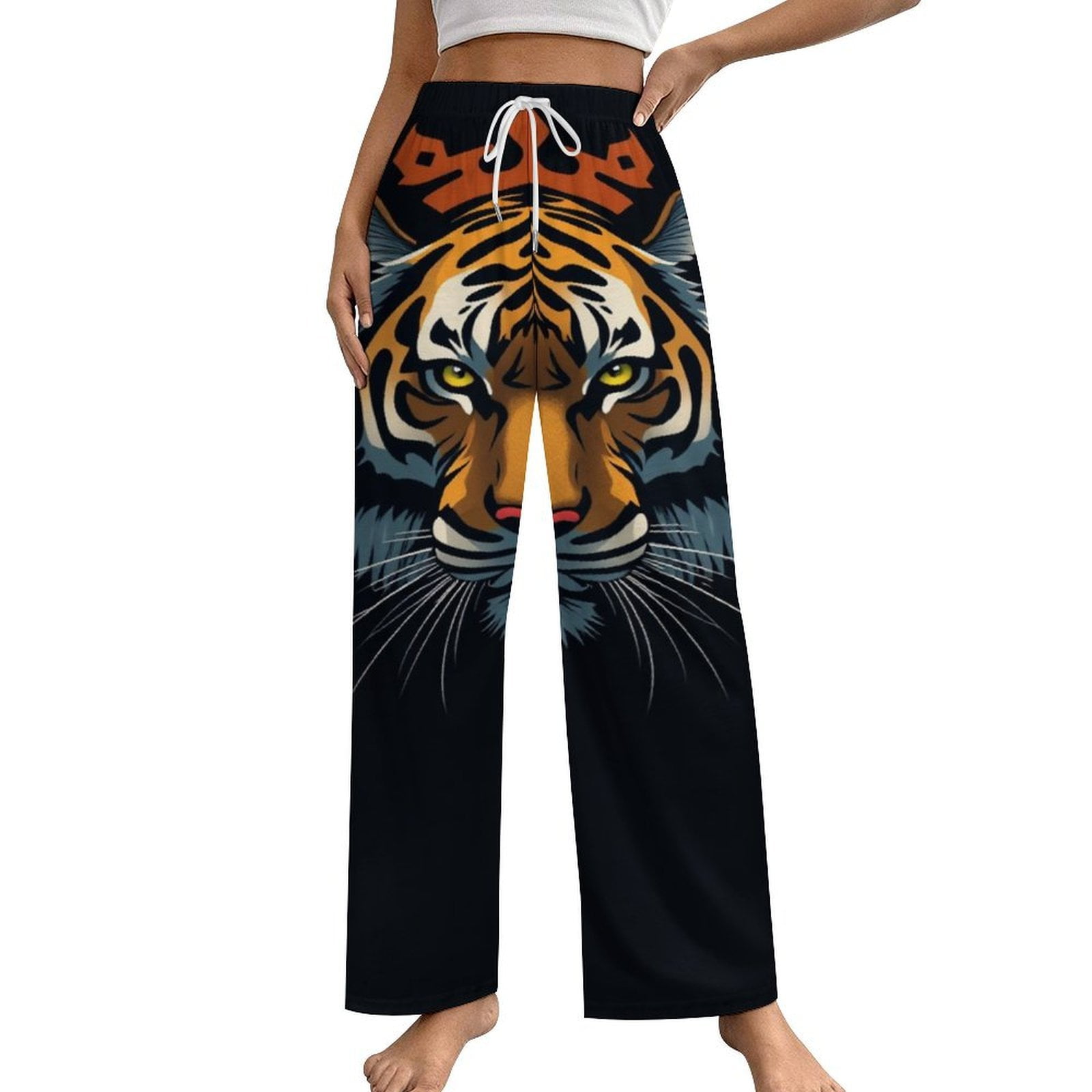 Autumn Winter Women's Pajama Pants Fierce Tiger Blazing Design Art ...