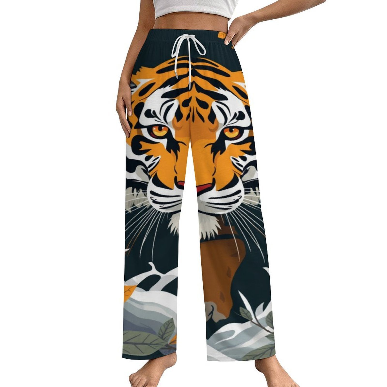 Autumn Winter Women's Pajama Pants Majestic Tiger Forest Foliage Art ...