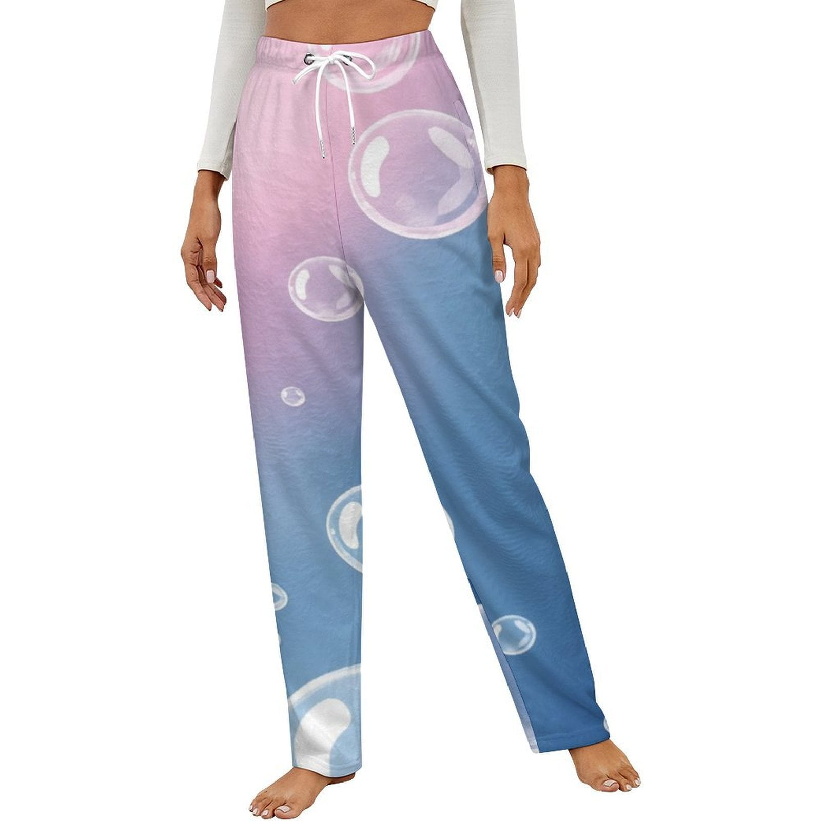 Autumn/Winter Women's Sleeping Pants Bubbles Watercolor Background Home ...