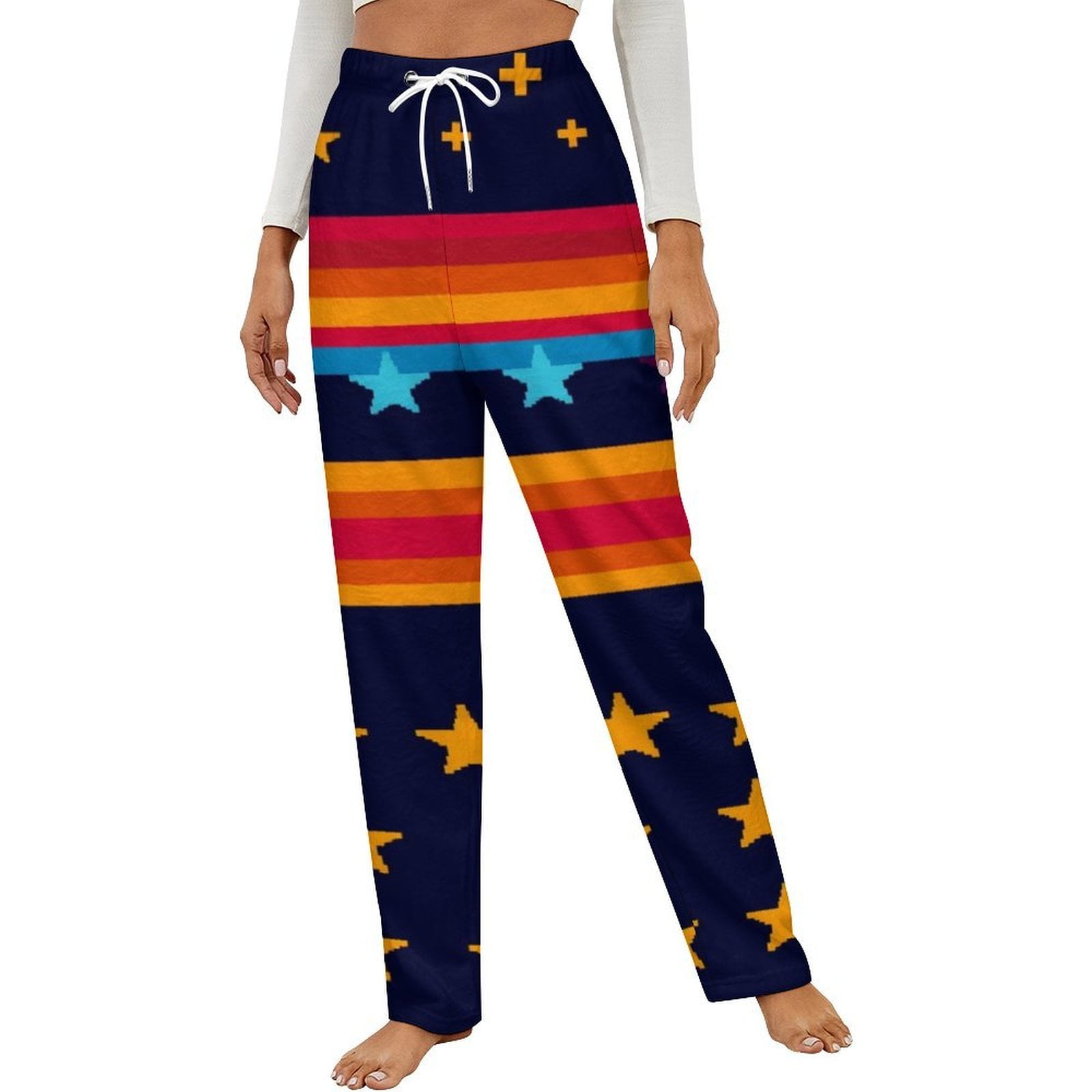 Autumn/Winter Women's Sleeping Pants Colored Stars Home Pants Warm ...