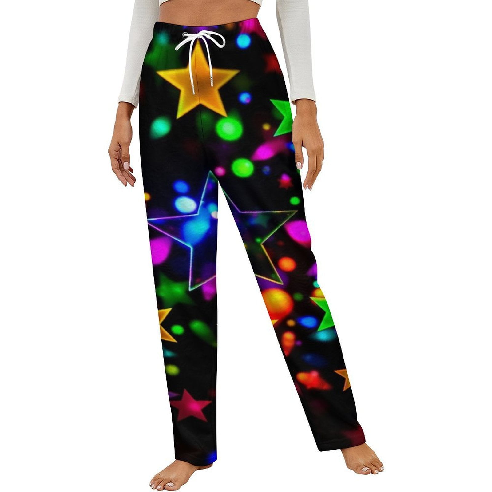 Autumn/Winter Women's Sleeping Pants Colored Stars Home Pants Warm ...