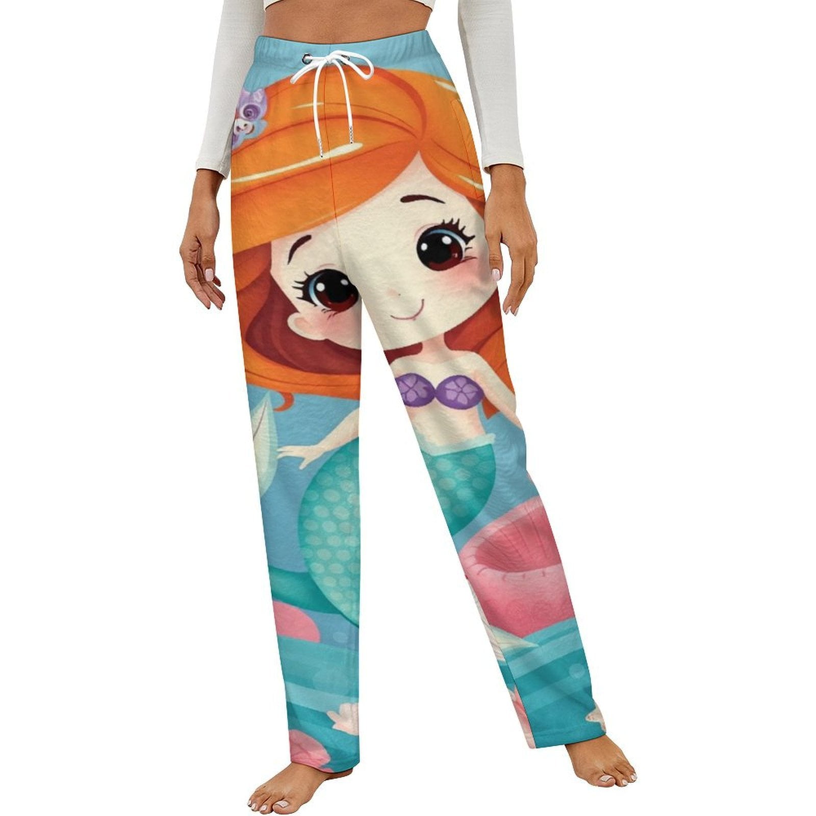 Autumn/Winter Women's Sleeping Pants Cute Mermaid Ocean Happy Scene ...